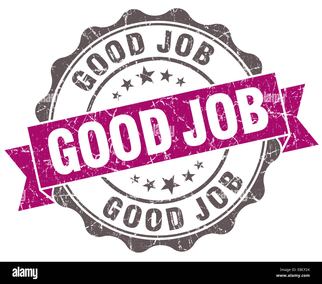 Good job violet grunge retro style isolated seal Stock Photo - Alamy