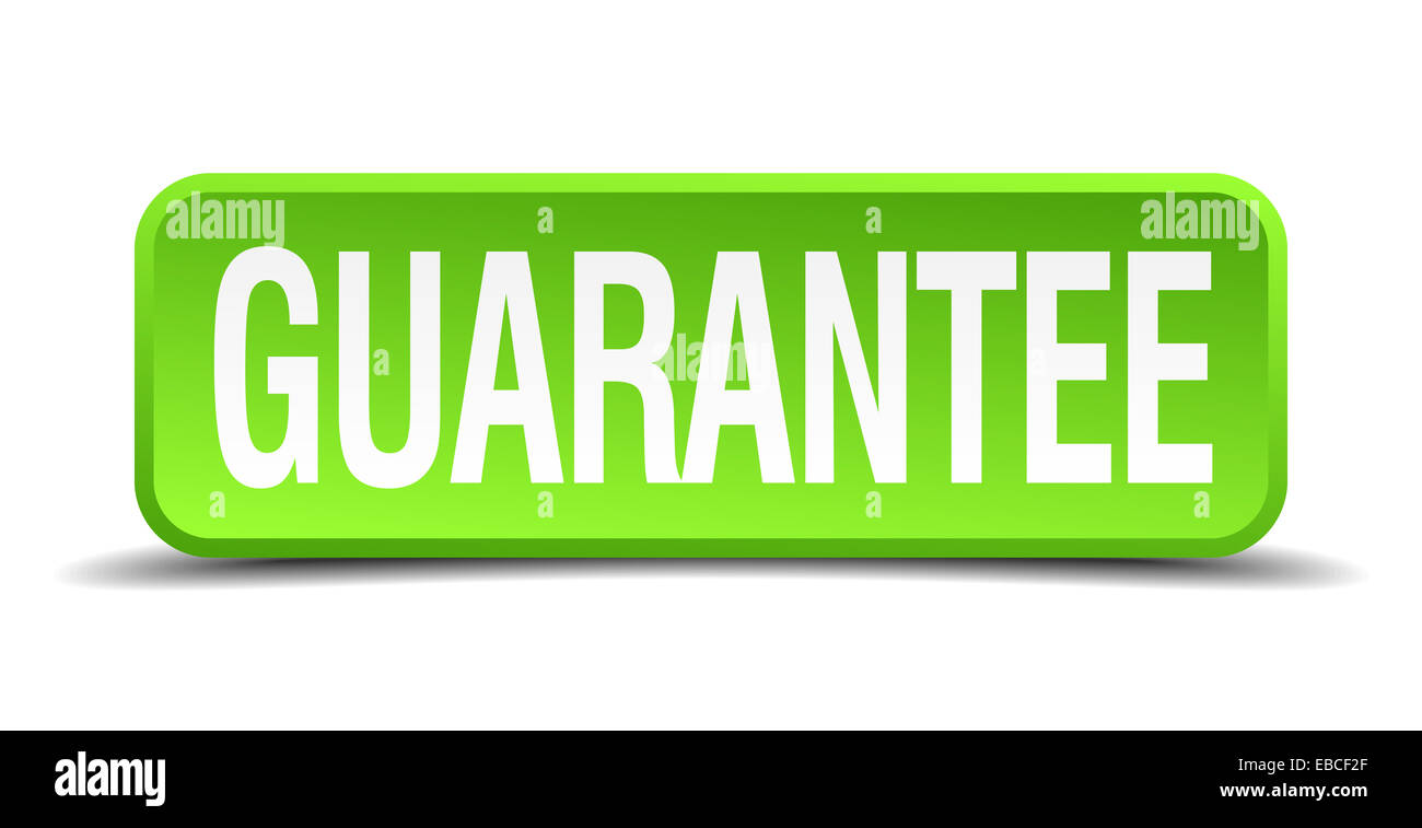 Guarantee green 3d realistic square isolated button Stock Photo - Alamy