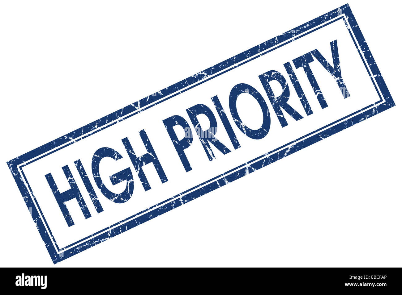 high priority blue square stamp isolated on white background Stock ...