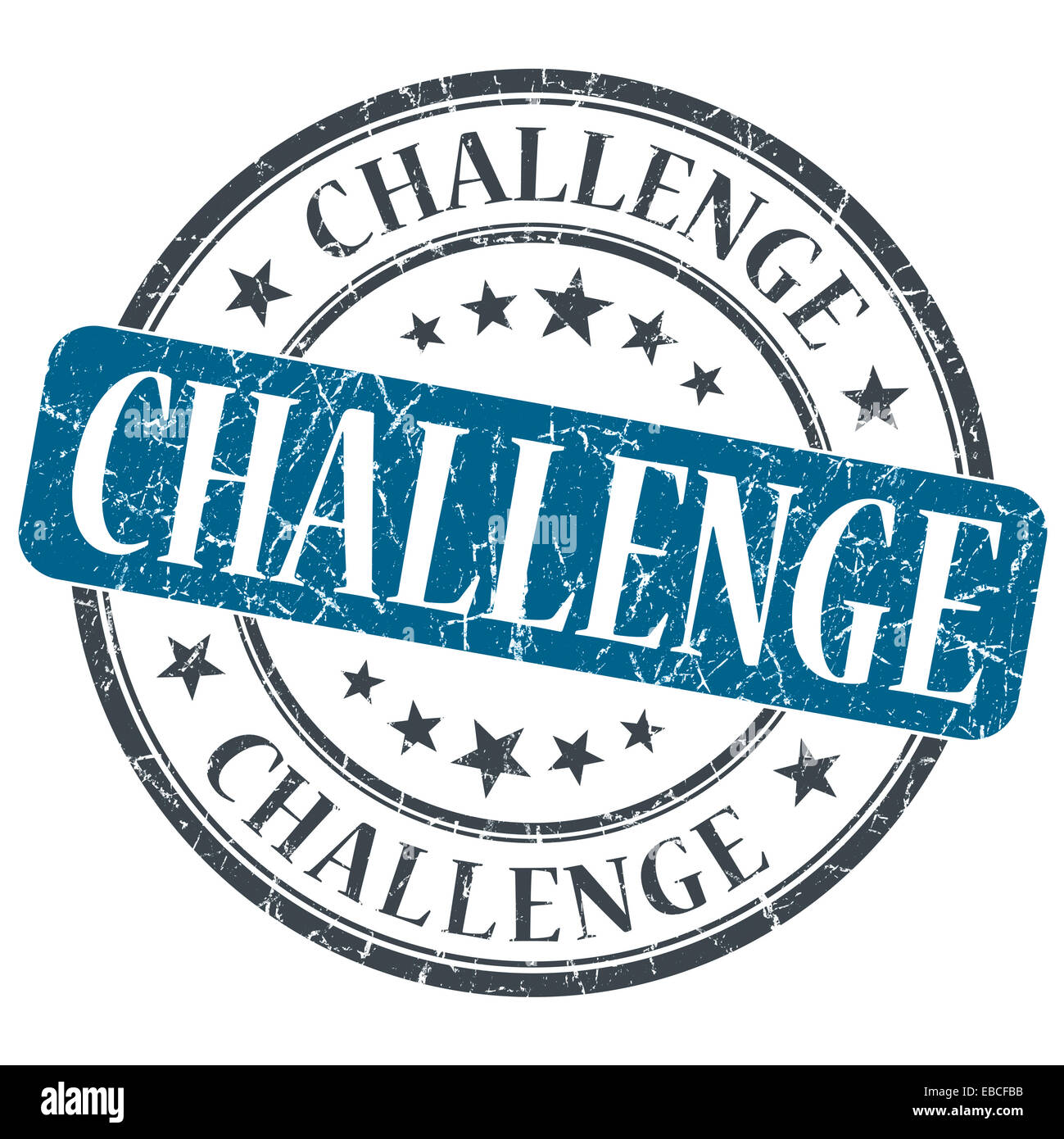 Challenge blue grunge textured vintage isolated stamp Stock Photo - Alamy