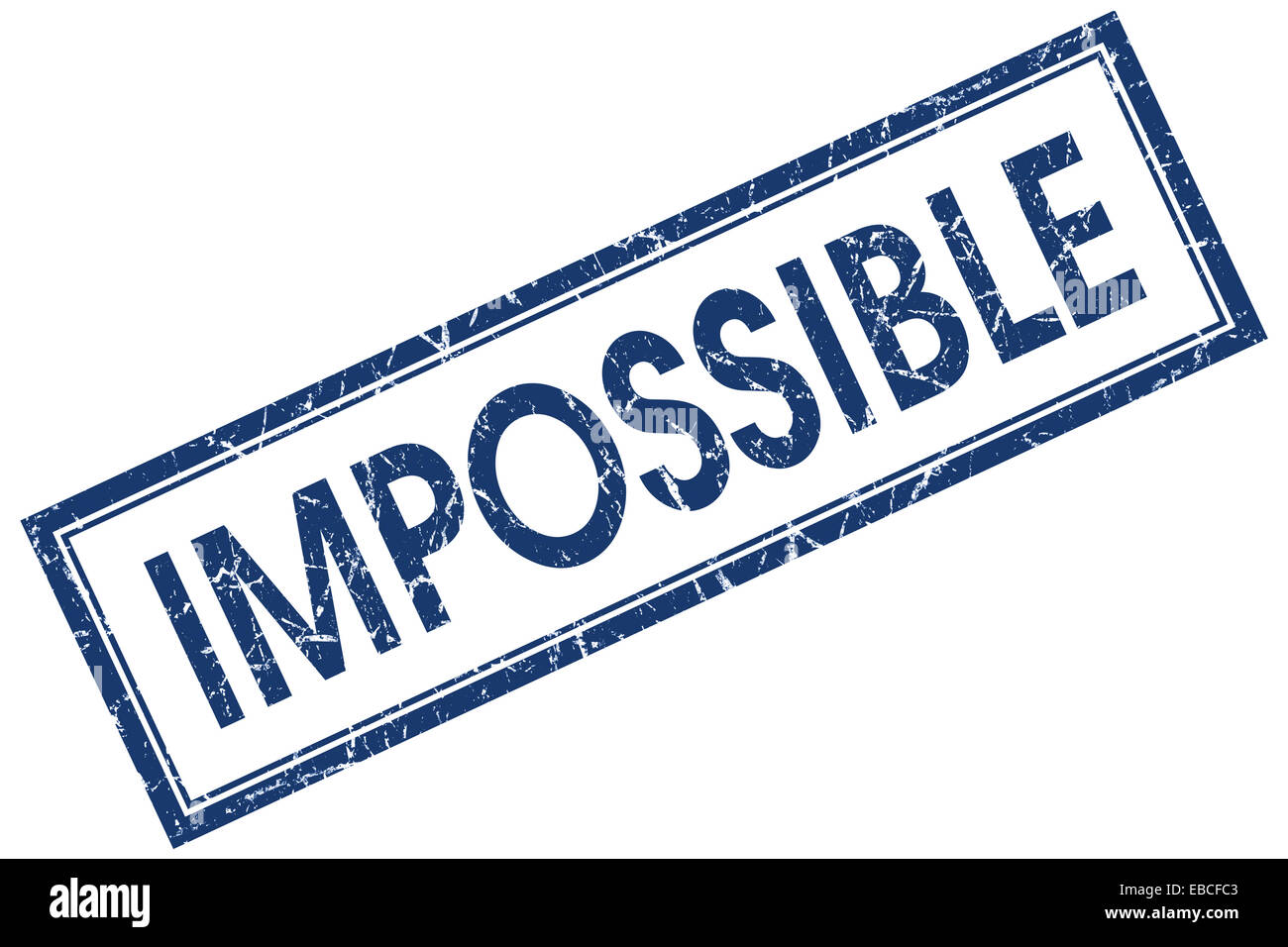 Impossible blue square grungy stamp isolated on white background Stock ...