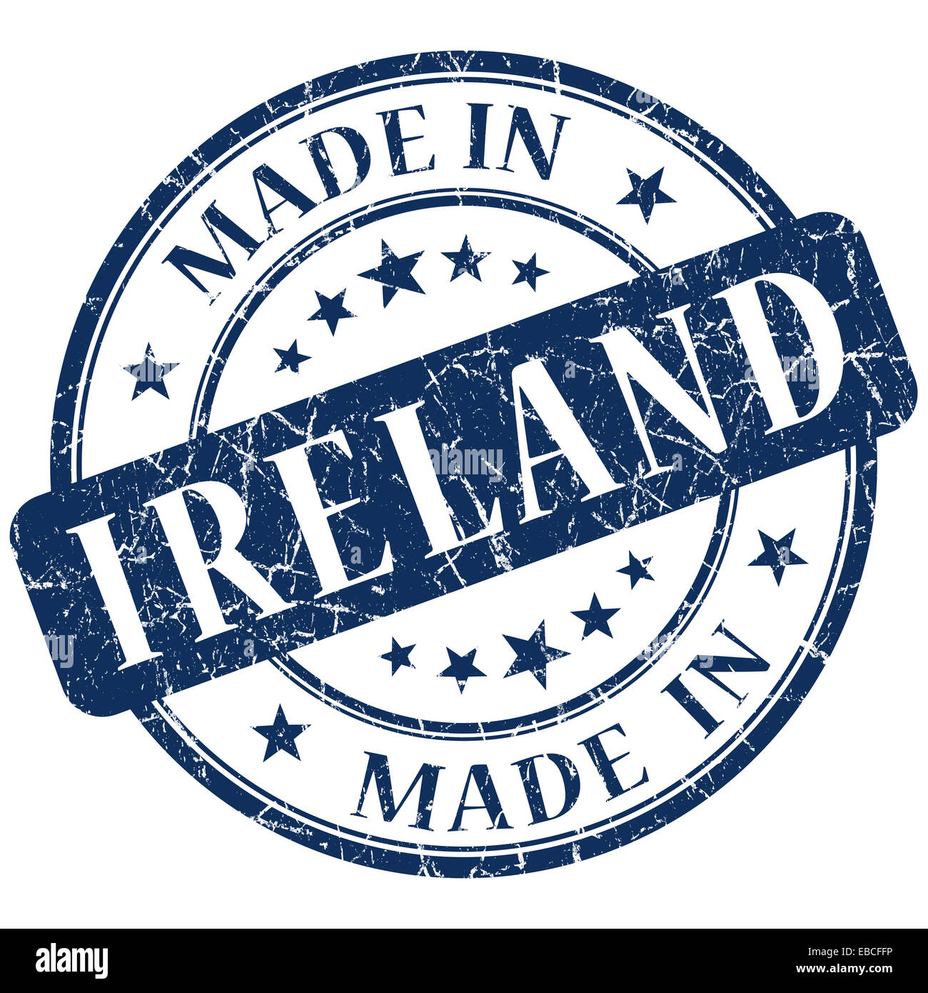 Made In Ireland blue stamp Stock Photo - Alamy