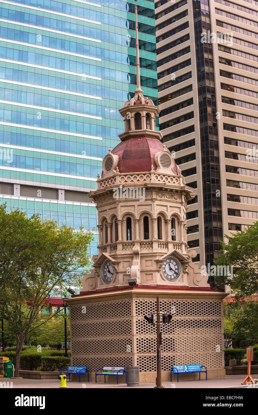 Skyscrapers and clock tower in Calgary Alberta Canada Stock Photo - Alamy