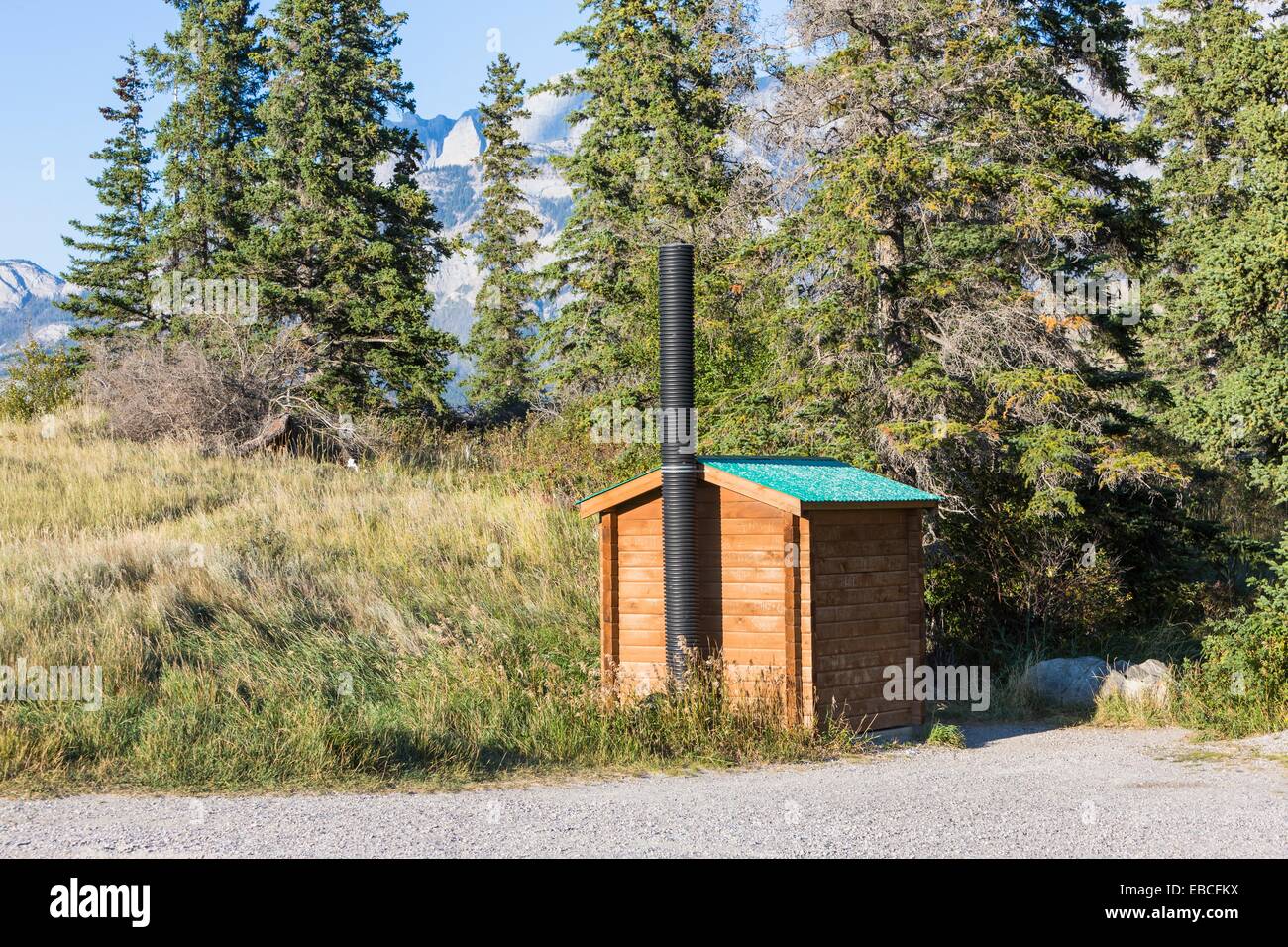Typical outhouse in the Jasper National Park Alberta Canada Stock Photo ...