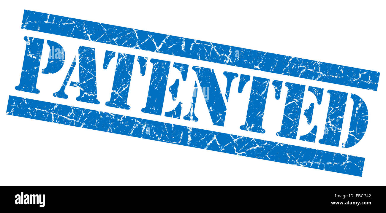 Patented grunge blue stamp Stock Photo - Alamy