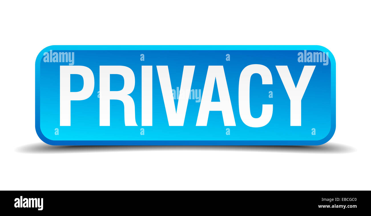 Privacy blue 3d realistic square isolated button Stock Photo - Alamy