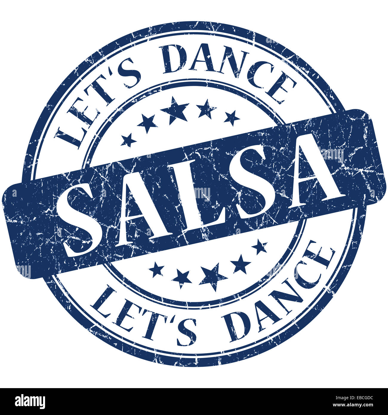 Salsa blue vintage grungy isolated round stamp Stock Photo - Alamy