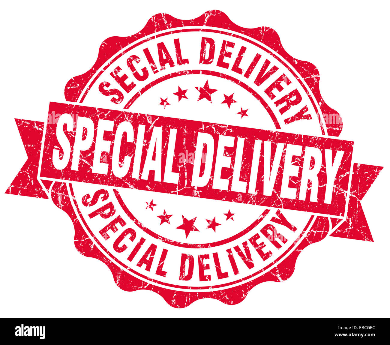 special delivery red grunge stamp Stock Photo - Alamy