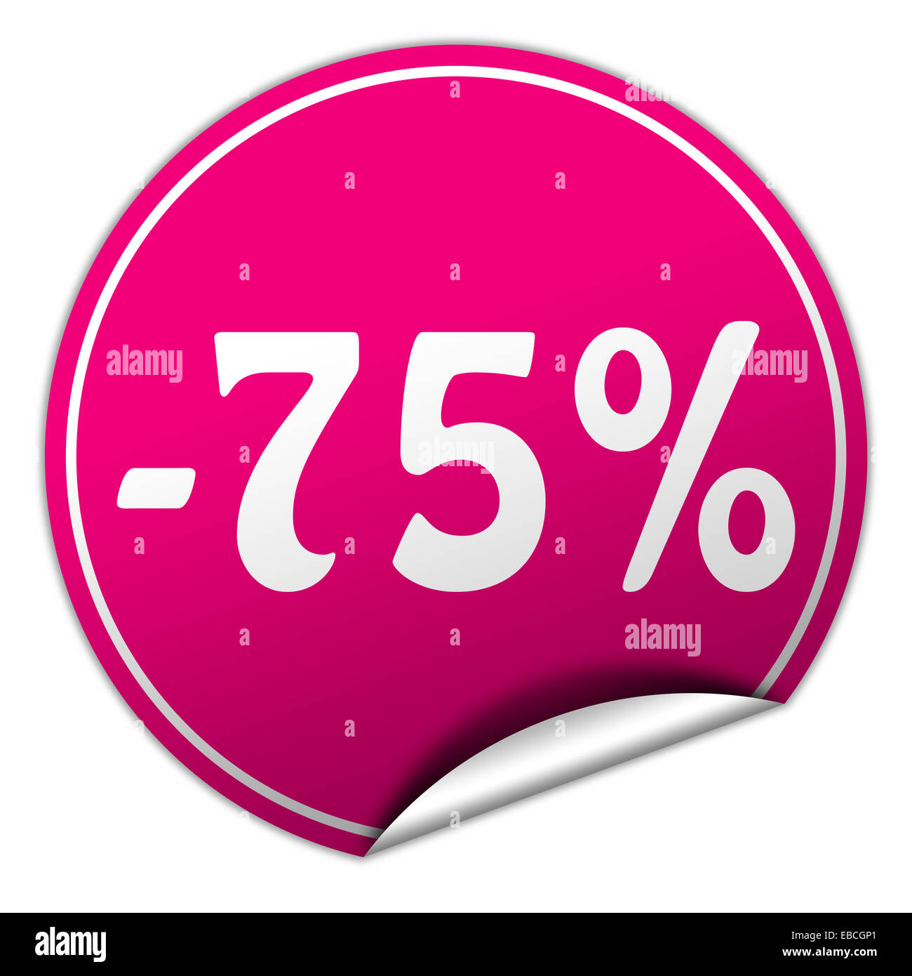 discount round pink sticker on white background Stock Photo - Alamy