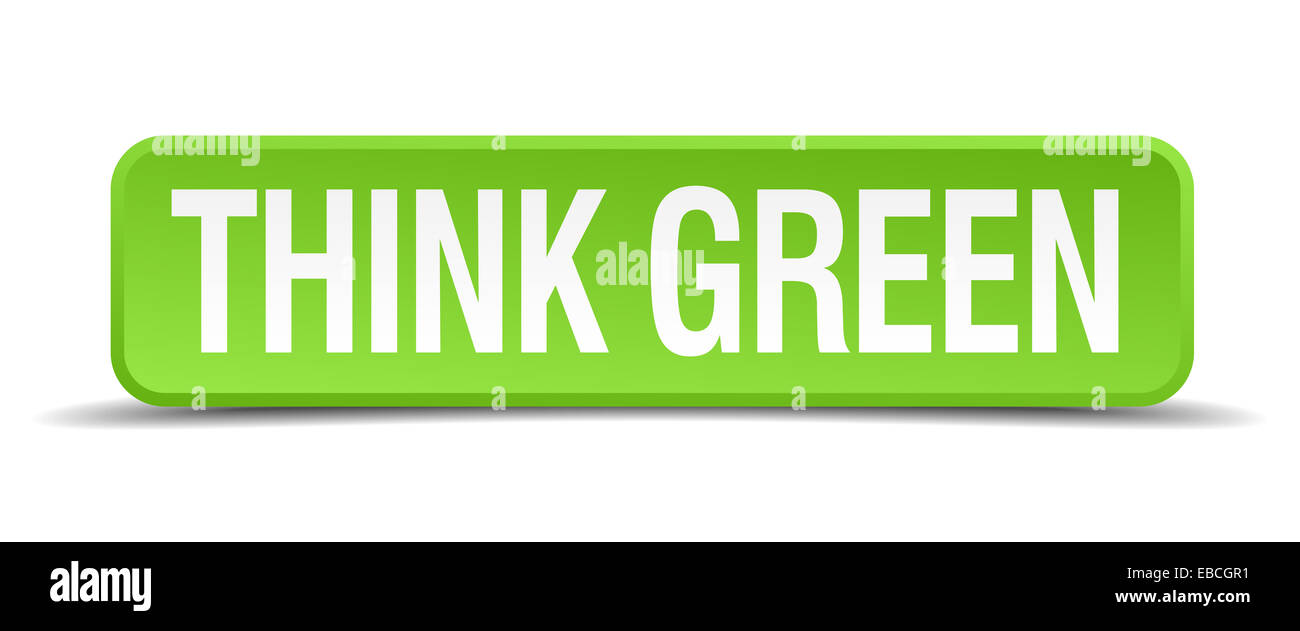green 3d realistic square isolated button Stock Photo - Alamy