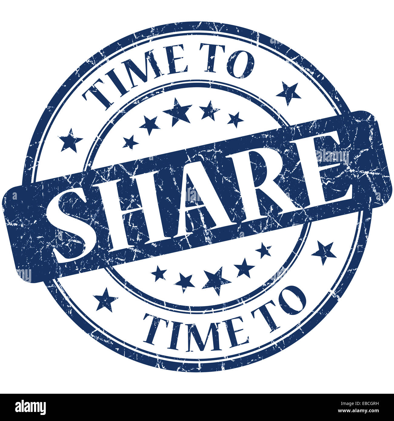 Time to share blue round grungy vintage isolated rubber stamp Stock ...
