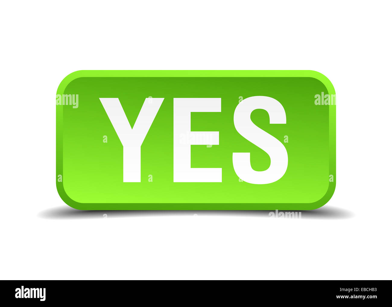 Yes green 3d realistic square isolated button Stock Photo - Alamy