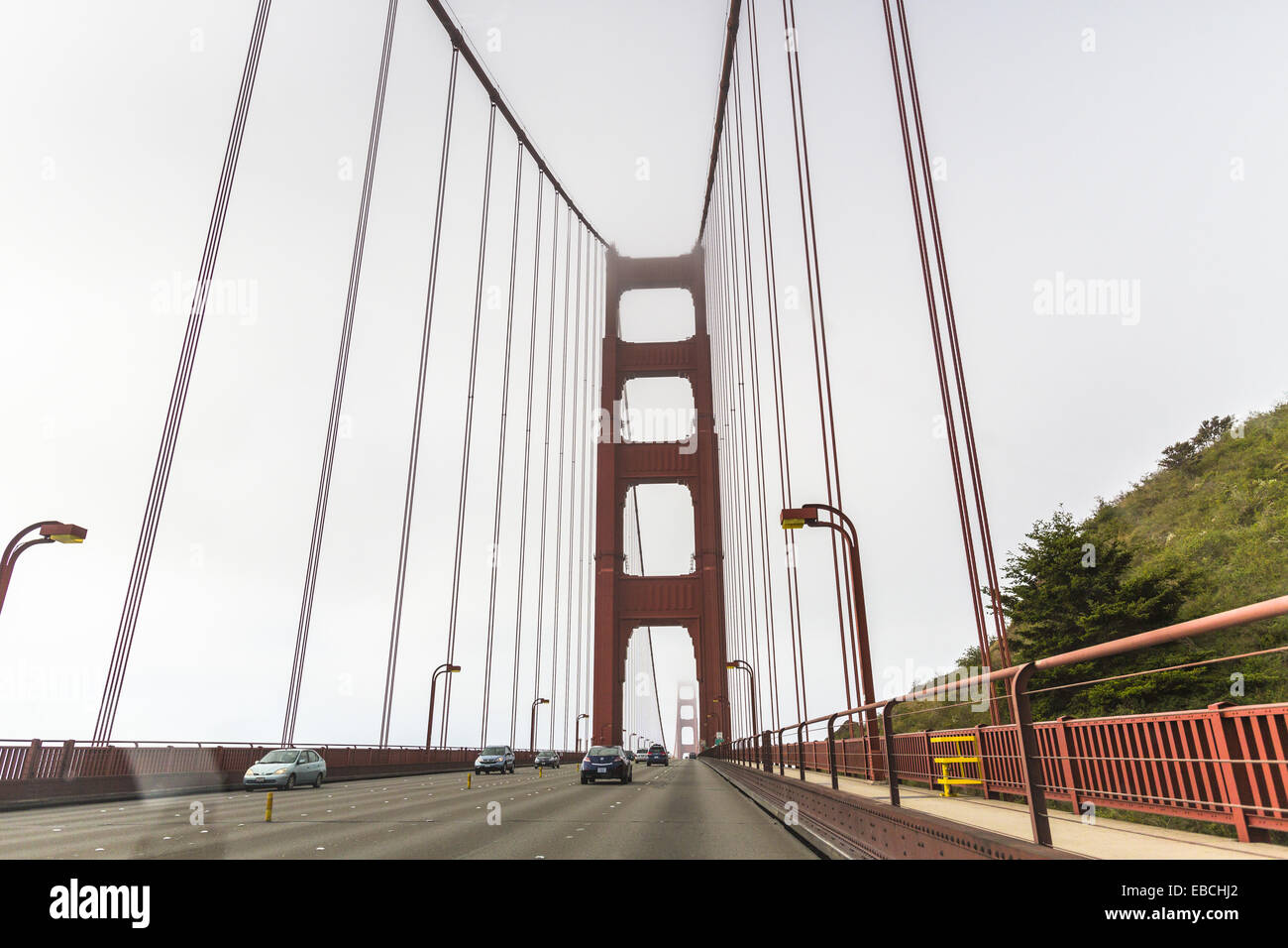 Driving over the Golden Gate Bridge in San Francisco, California, USA ...