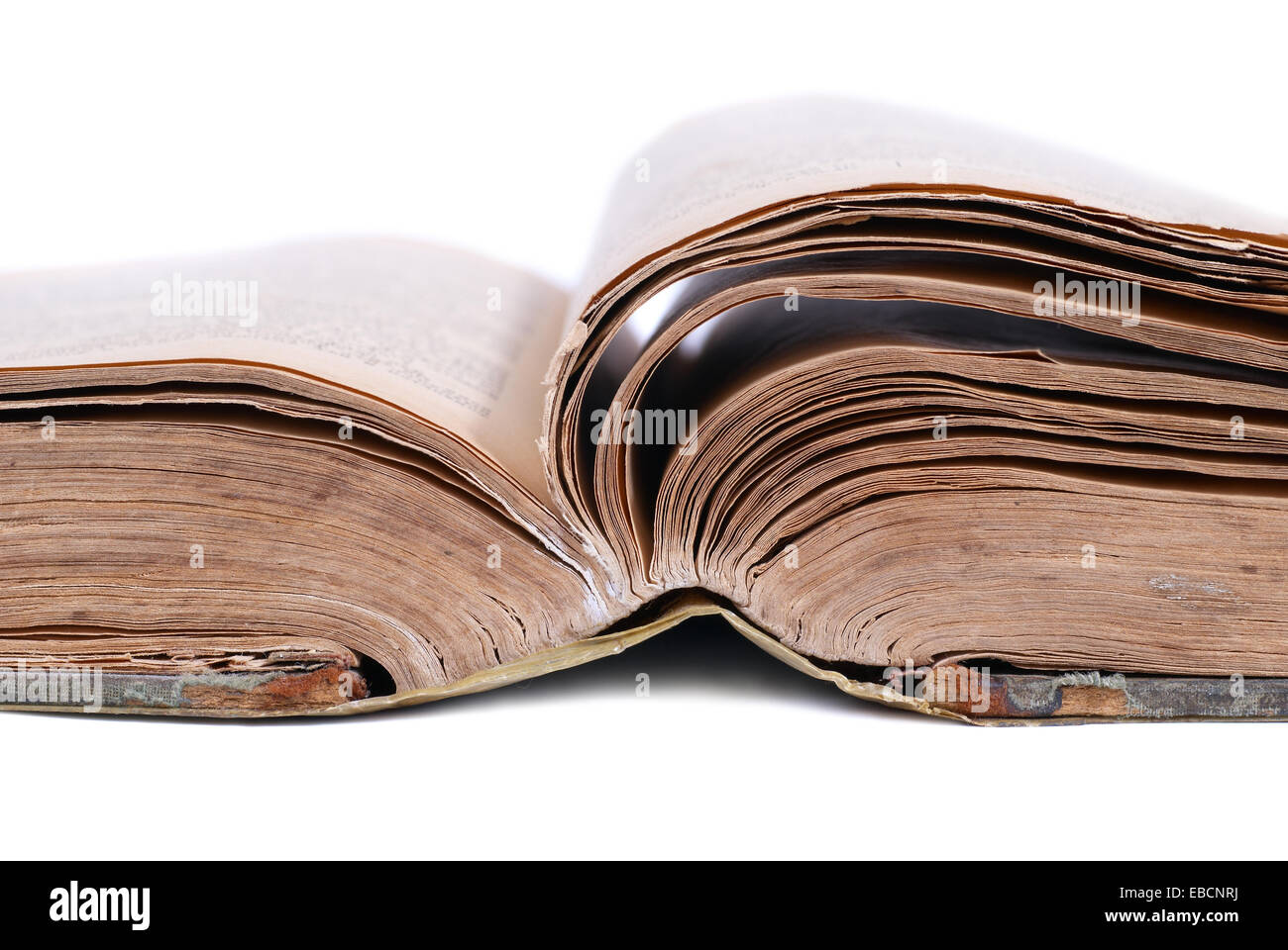 Open old book isolated on white background Stock Photo - Alamy