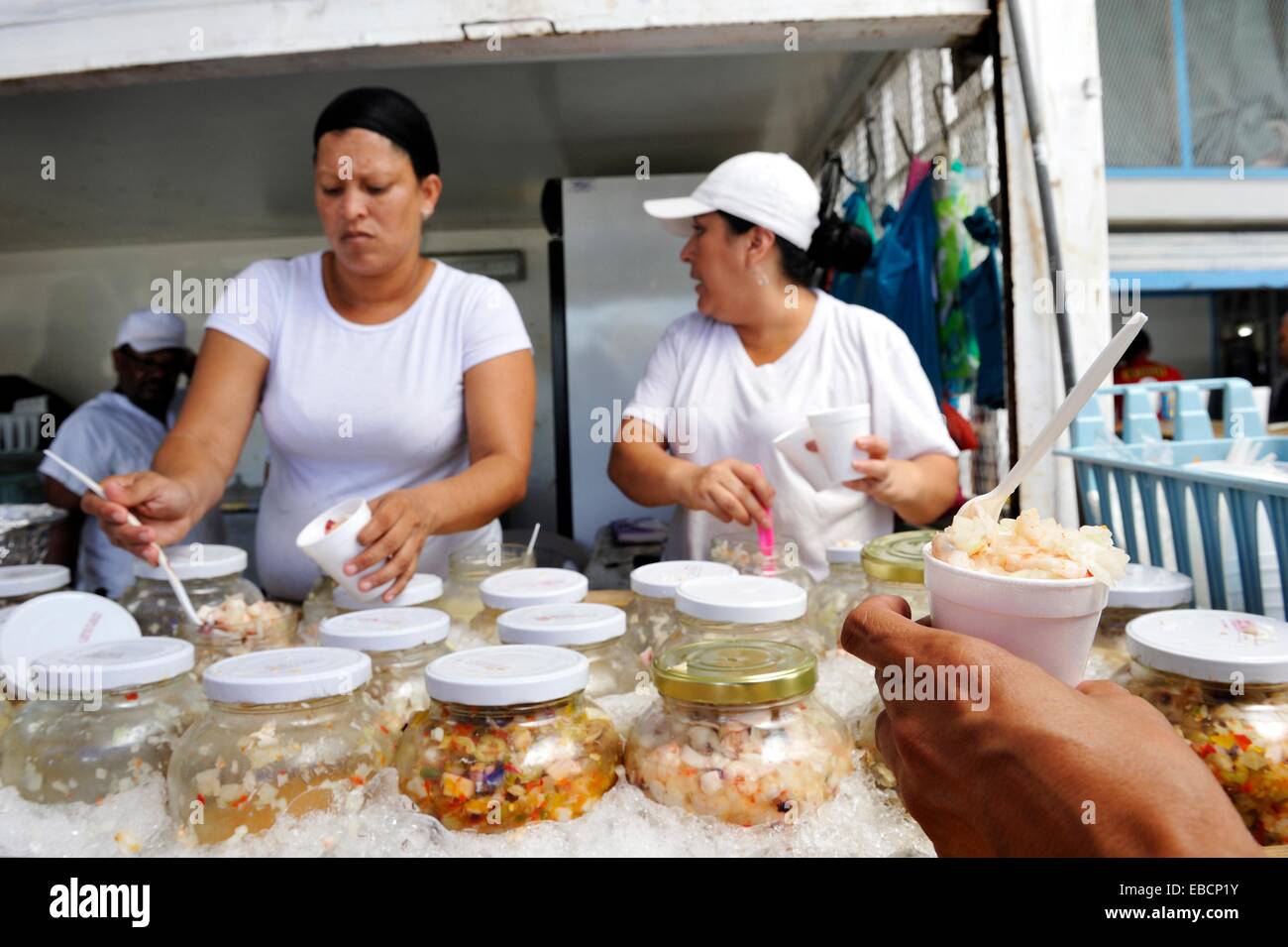 Caribbean fish market vendor hi-res stock photography and images - Alamy