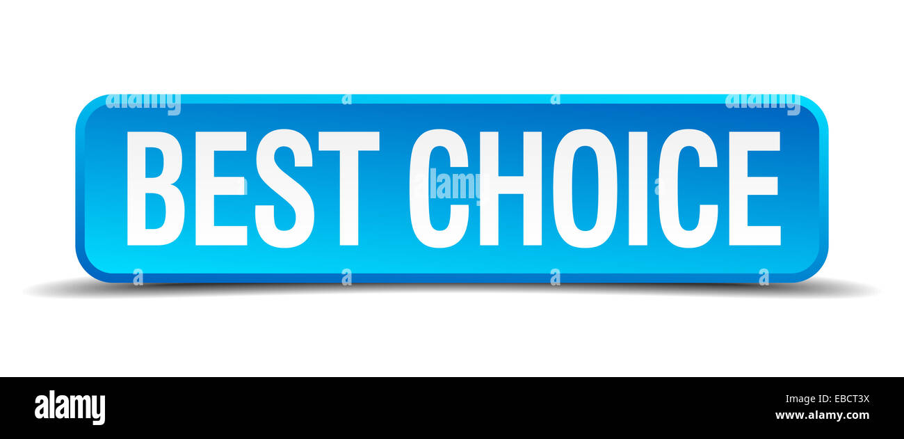 best choice blue 3d realistic square isolated button Stock Photo - Alamy