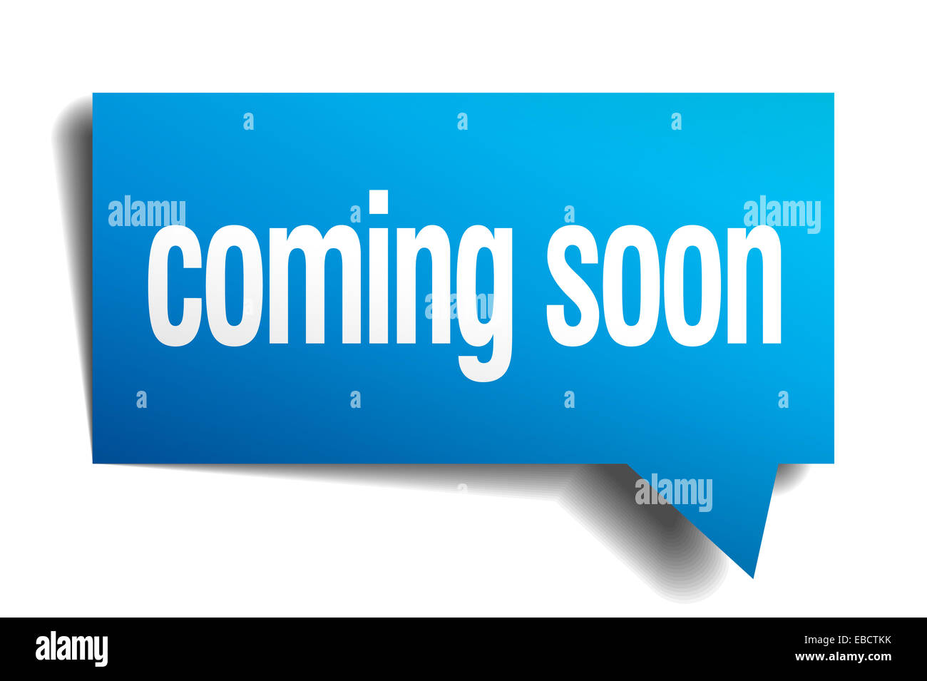 coming soon blue 3d realistic paper speech bubble Stock Photo - Alamy