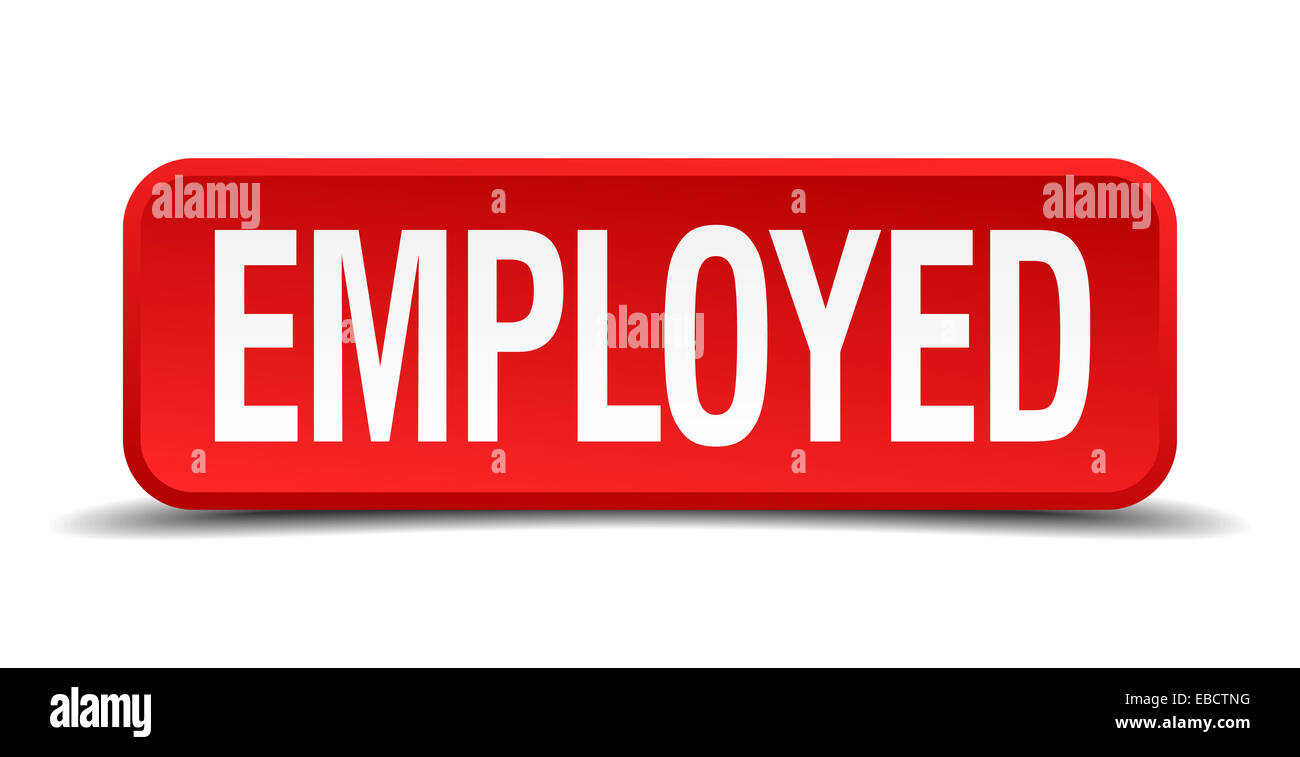 Employed red 3d square button isolated on white background Stock Photo ...