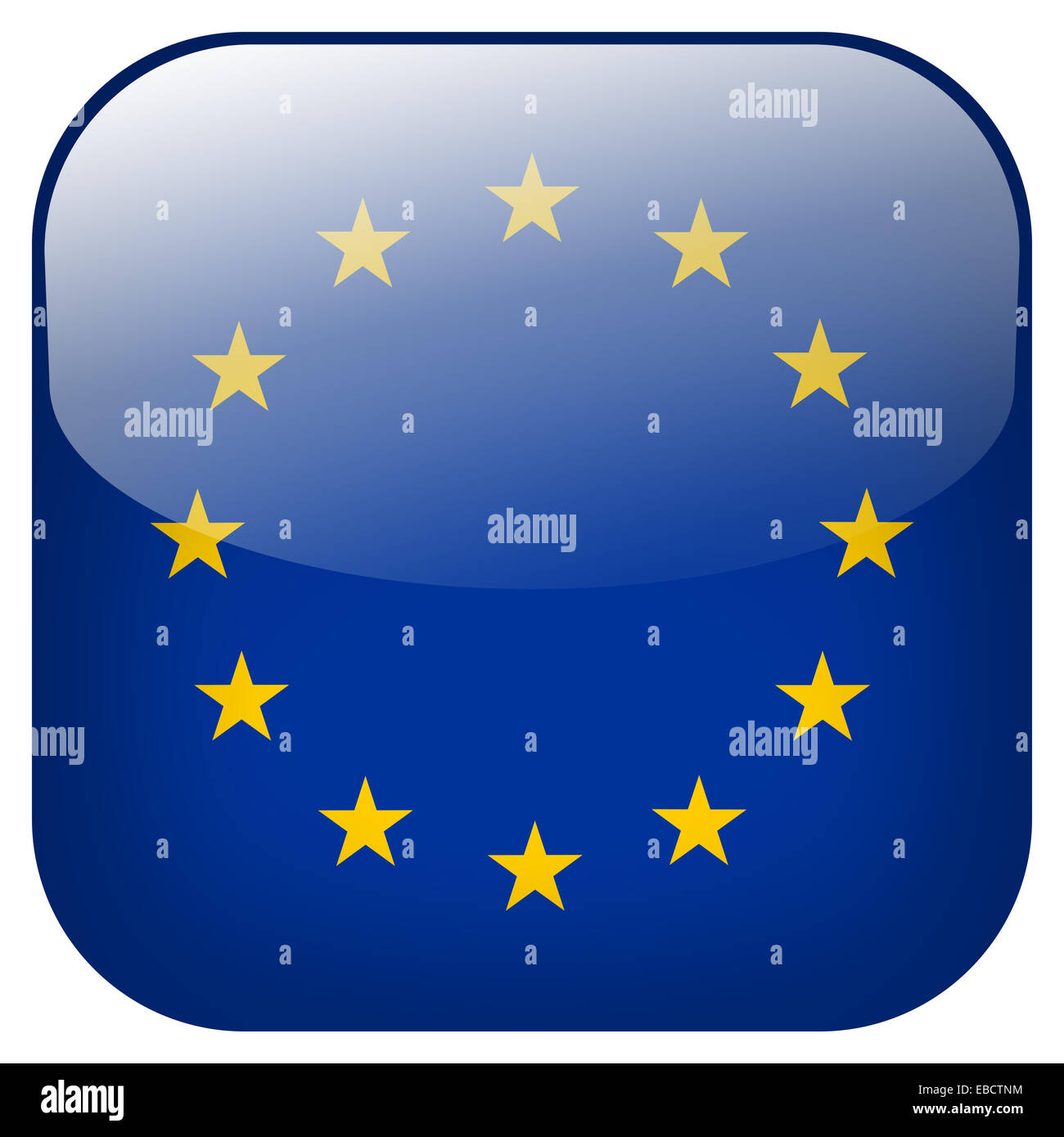 European Union national flag square button isolated on white background ...