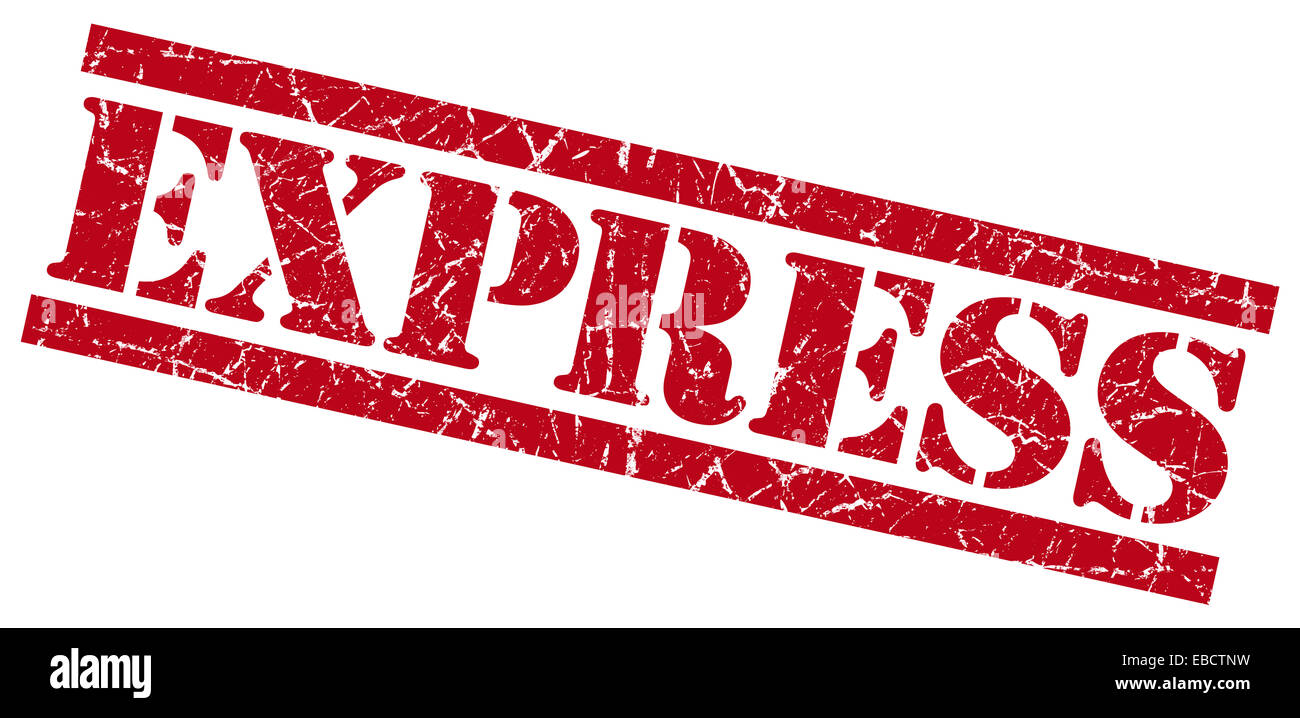 express red grungy stamp isolated on white background Stock Photo - Alamy