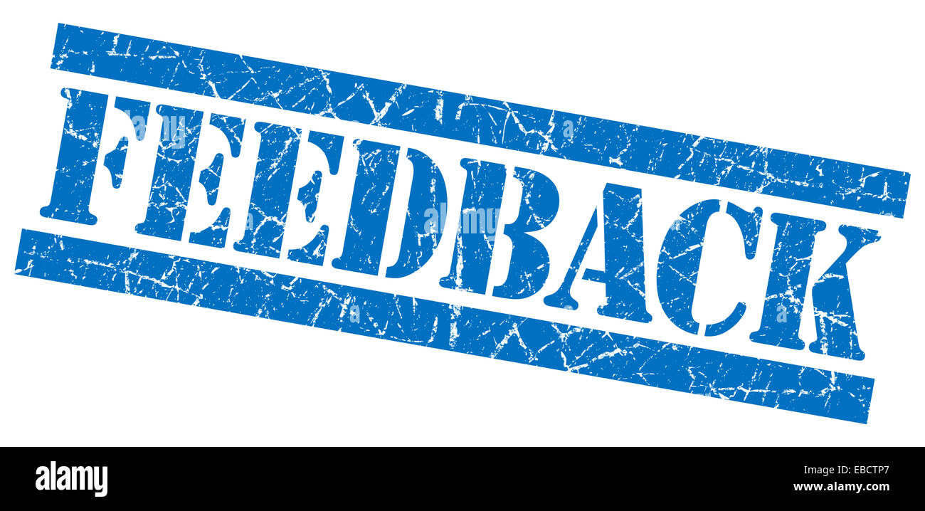 Feedback blue square grunge textured stamp isolated on white Stock ...