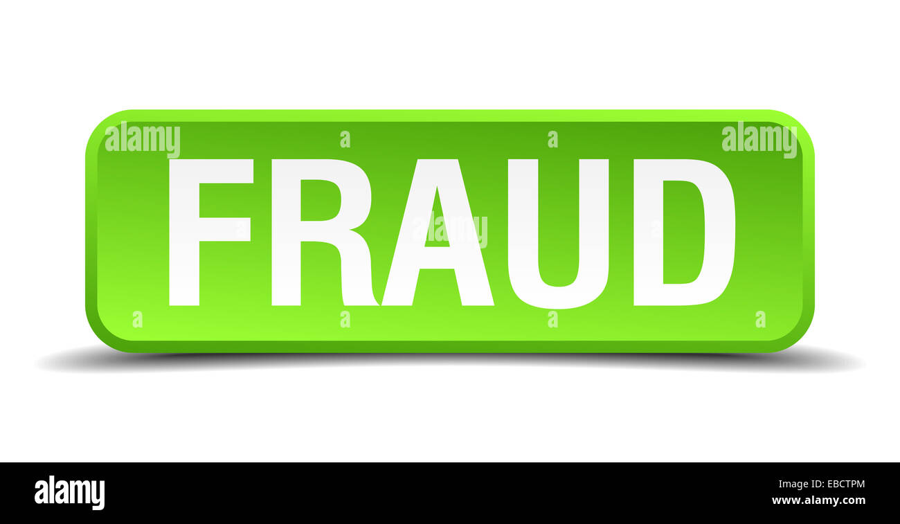 Fraud green 3d realistic square isolated button Stock Photo - Alamy