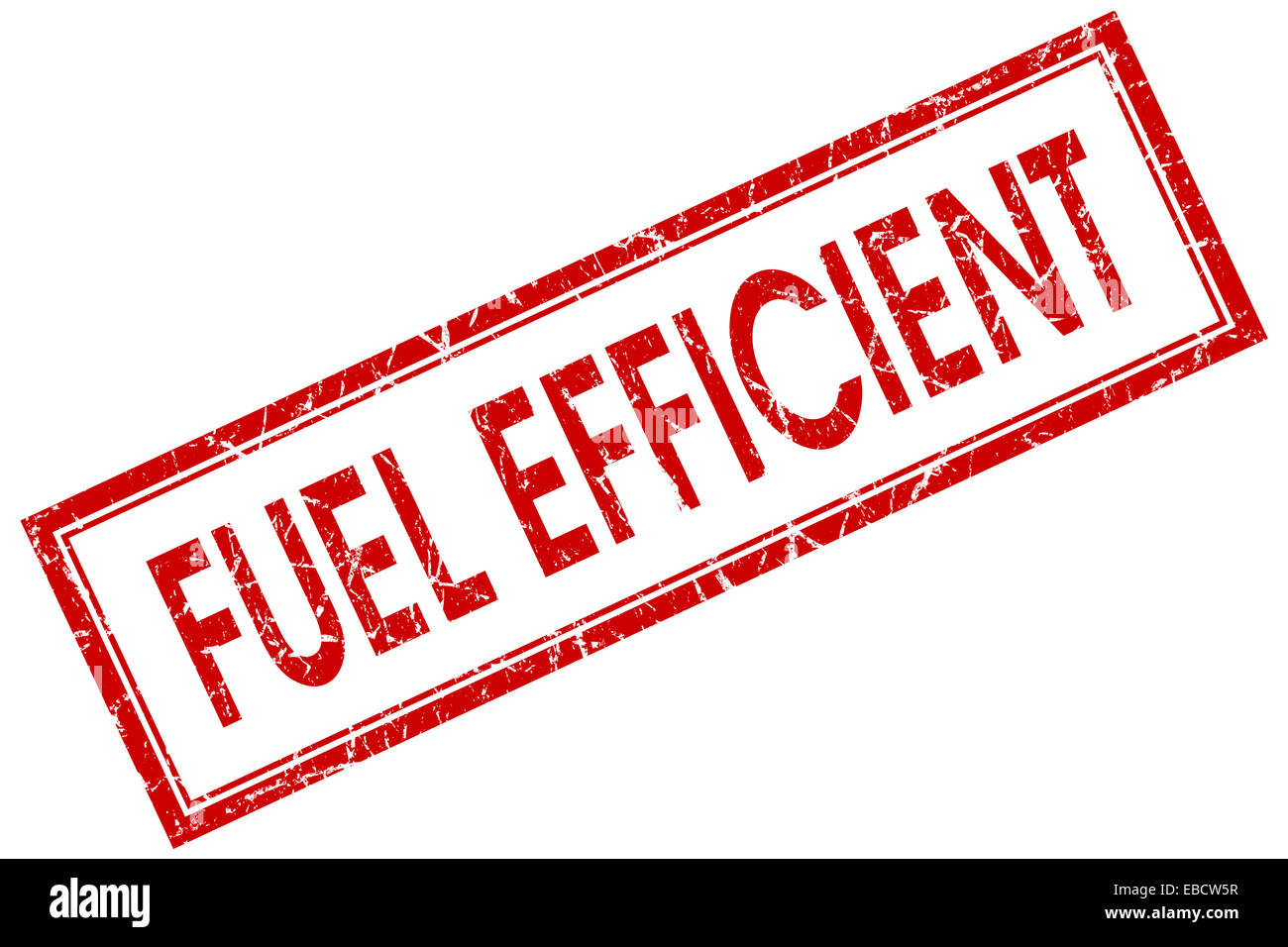 Fuel efficient red square grungy stamp isolated on white background ...