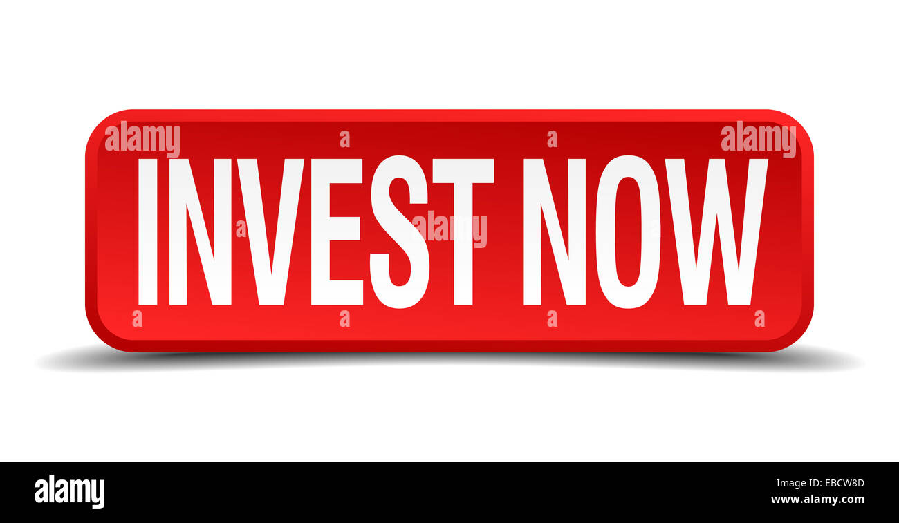 invest now red 3d square button on white background Stock Photo - Alamy