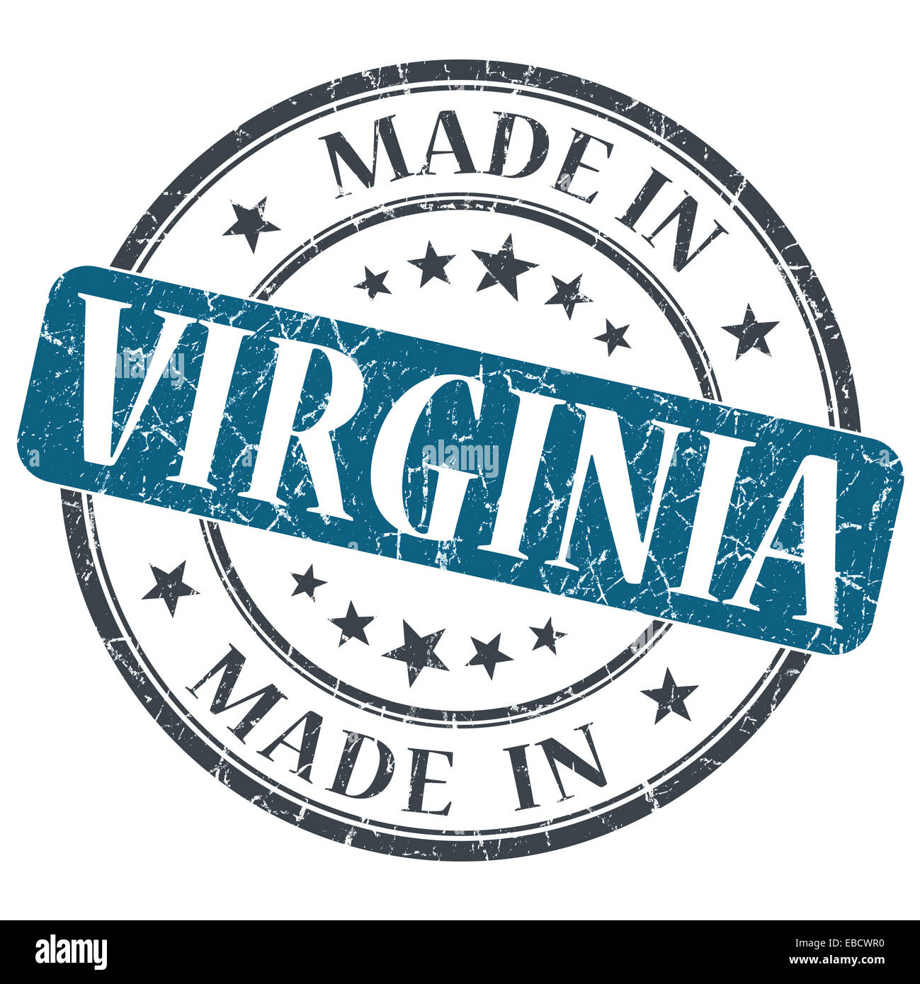 made in Virginia blue round grunge isolated stamp Stock Photo - Alamy