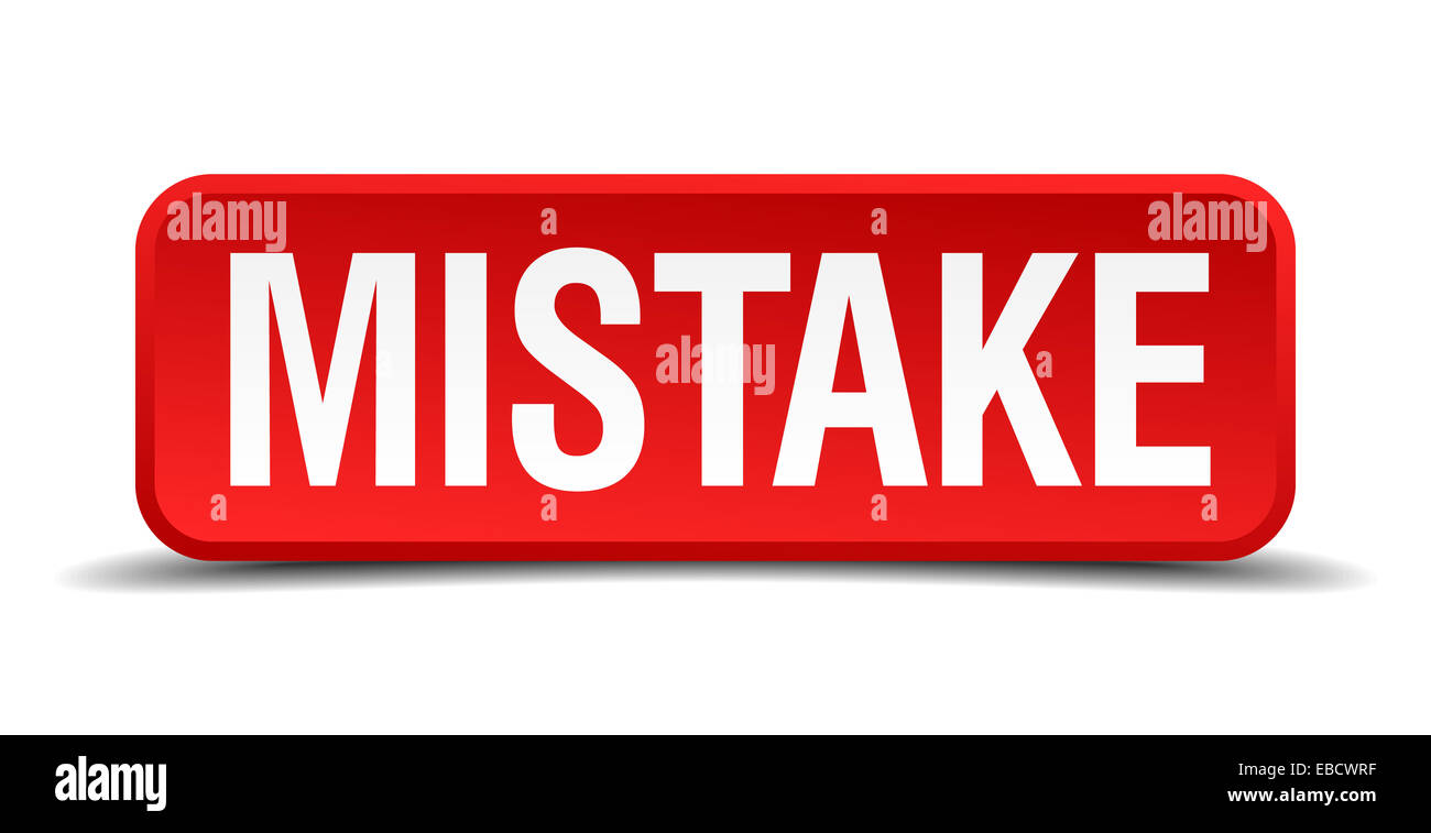 Mistake red 3d square button isolated on white Stock Photo - Alamy
