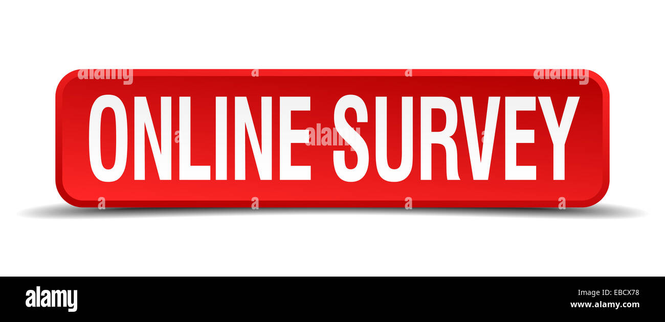 online survey red 3d square button isolated on white Stock Photo - Alamy