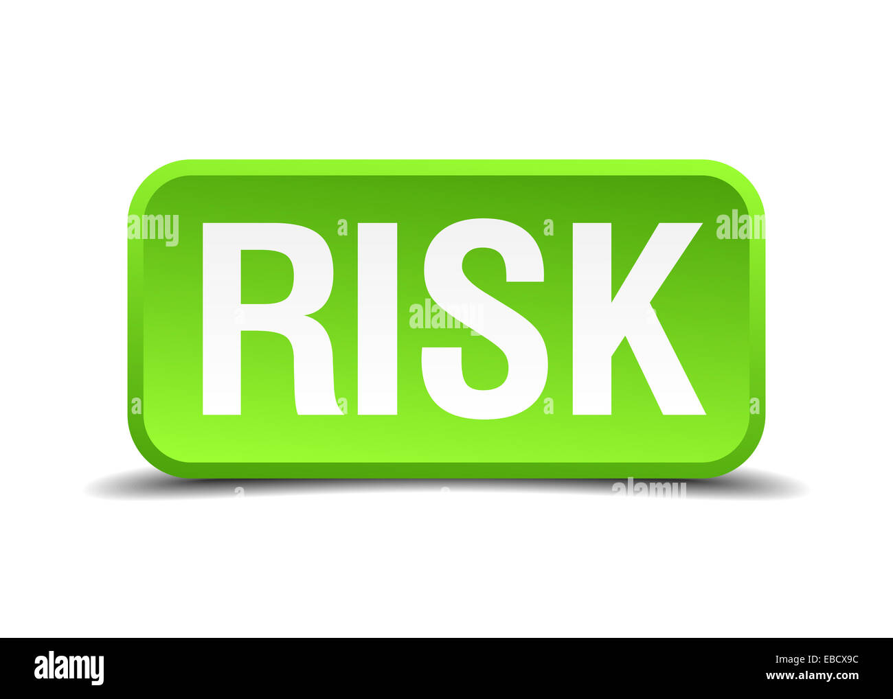 Risk green 3d realistic square isolated button Stock Photo - Alamy