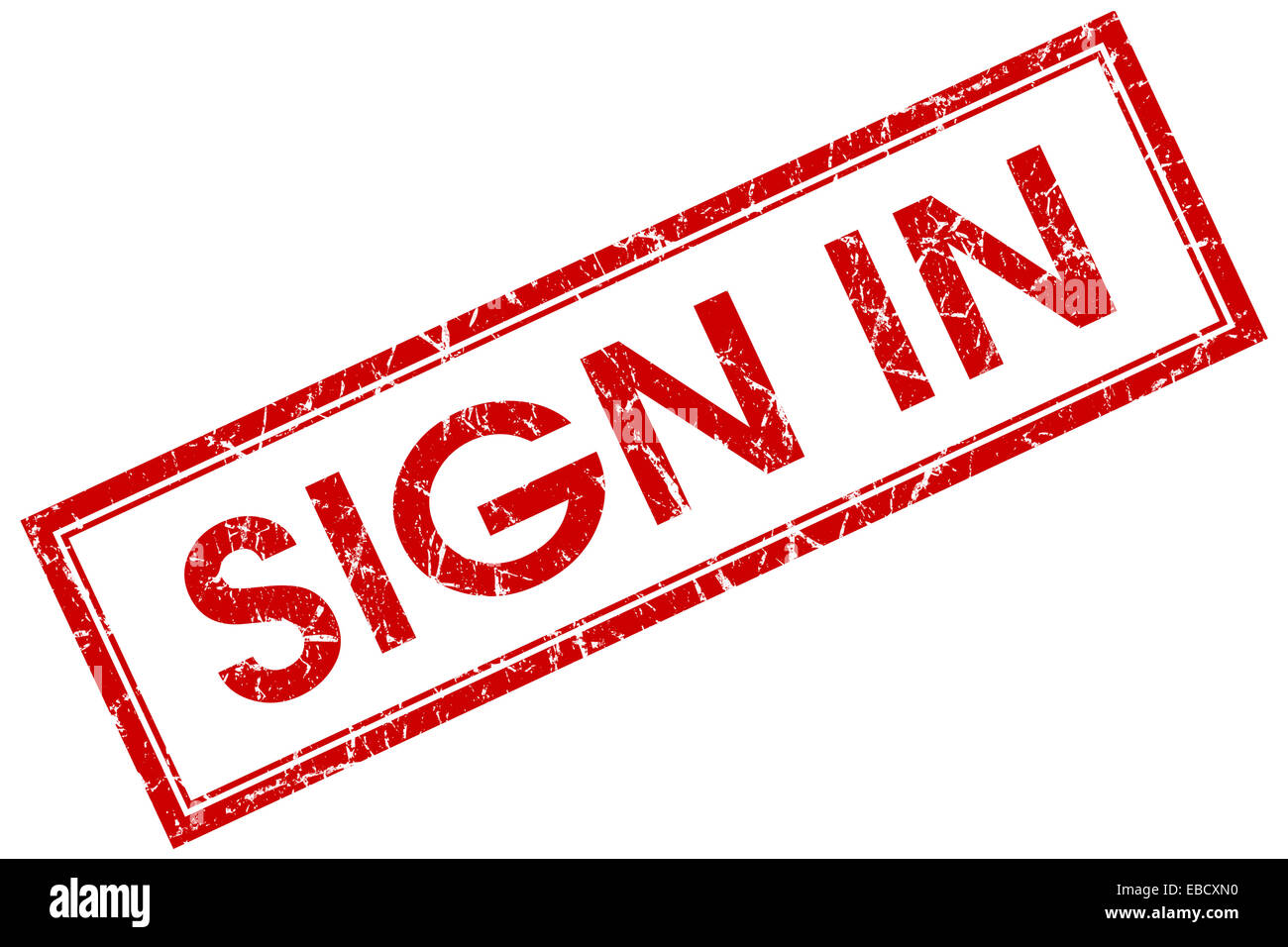 Sign in red square grungy stamp isolated on white background Stock ...