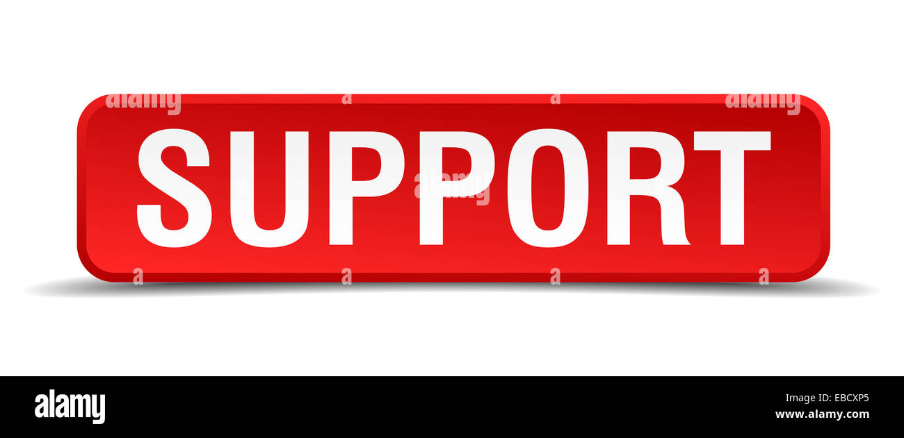 Support red 3d square button isolated on white Stock Photo - Alamy