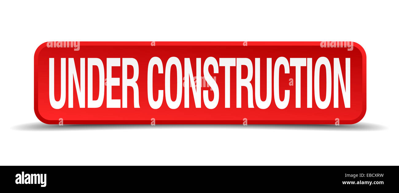 Under construction red 3d square button isolated on white Stock Photo ...