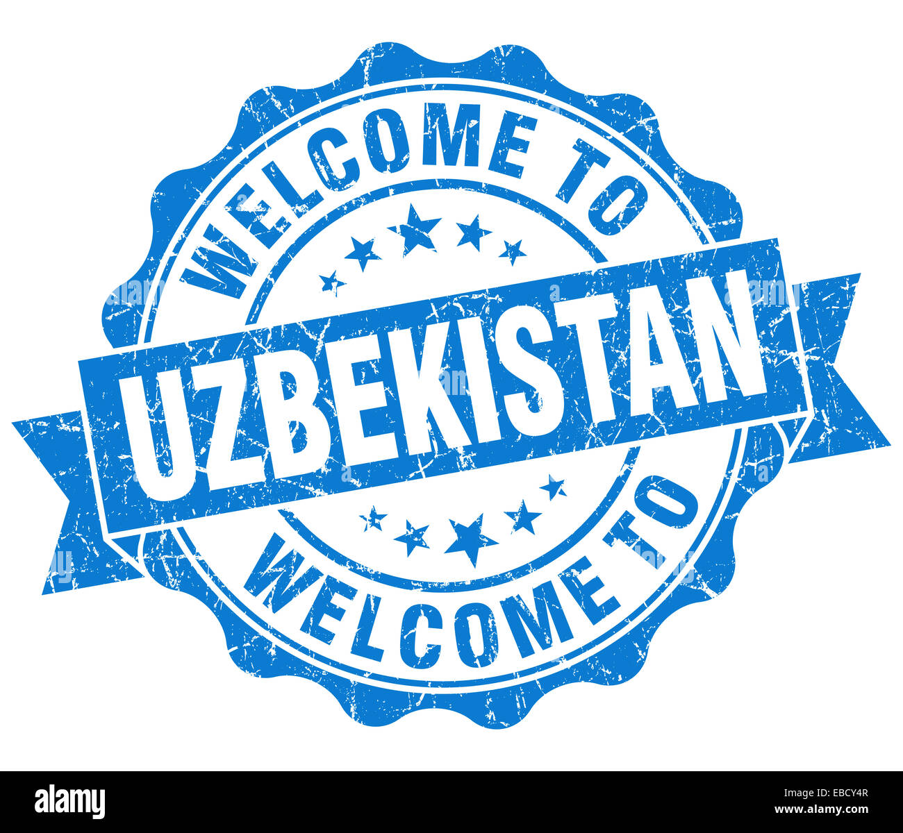 Welcome to Uzbekistan blue grungy vintage isolated seal Stock Photo - Alamy