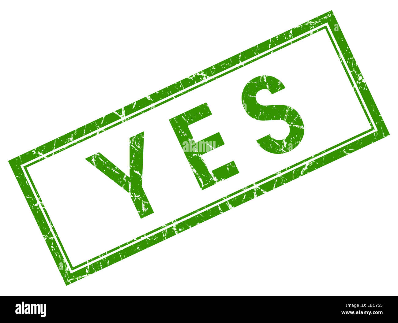 yes green square stamp Stock Photo - Alamy