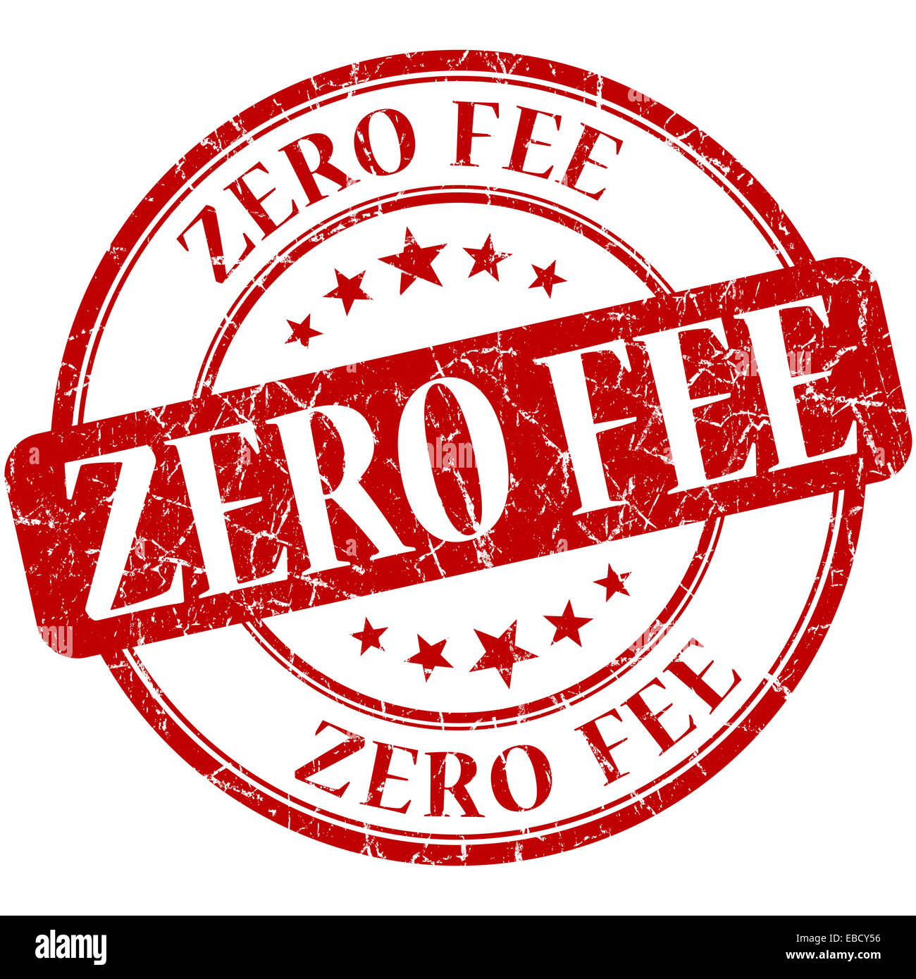 zero fee red vintage grungy isolated round stamp Stock Photo - Alamy