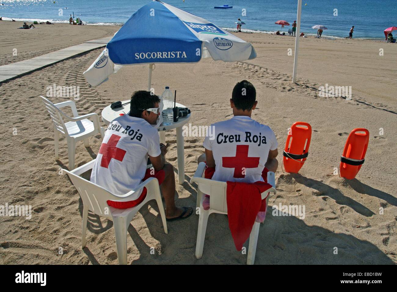lifeguards Red Cross beach from Sant Feliu de Guixols Catalonia Spain ...