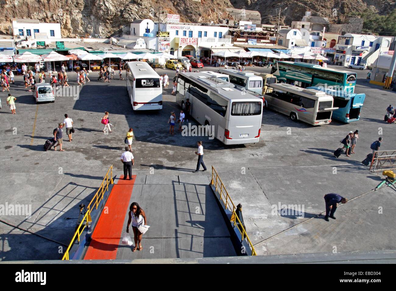 Athinios Port shipment, Santorini, Greece Stock Photo - Alamy