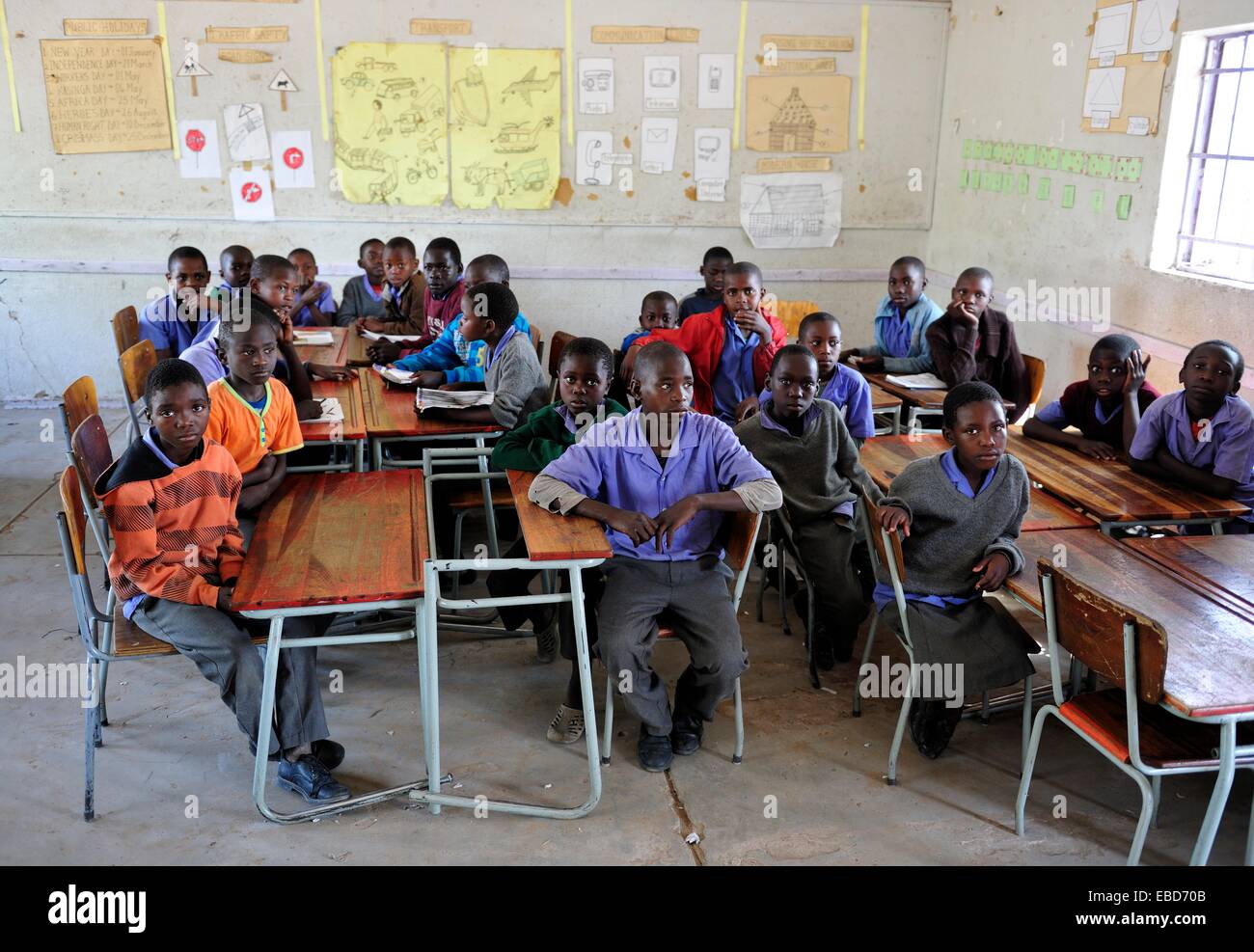 Students In A Classroom. Primary School - Rundu Namibia Stock Photo ...