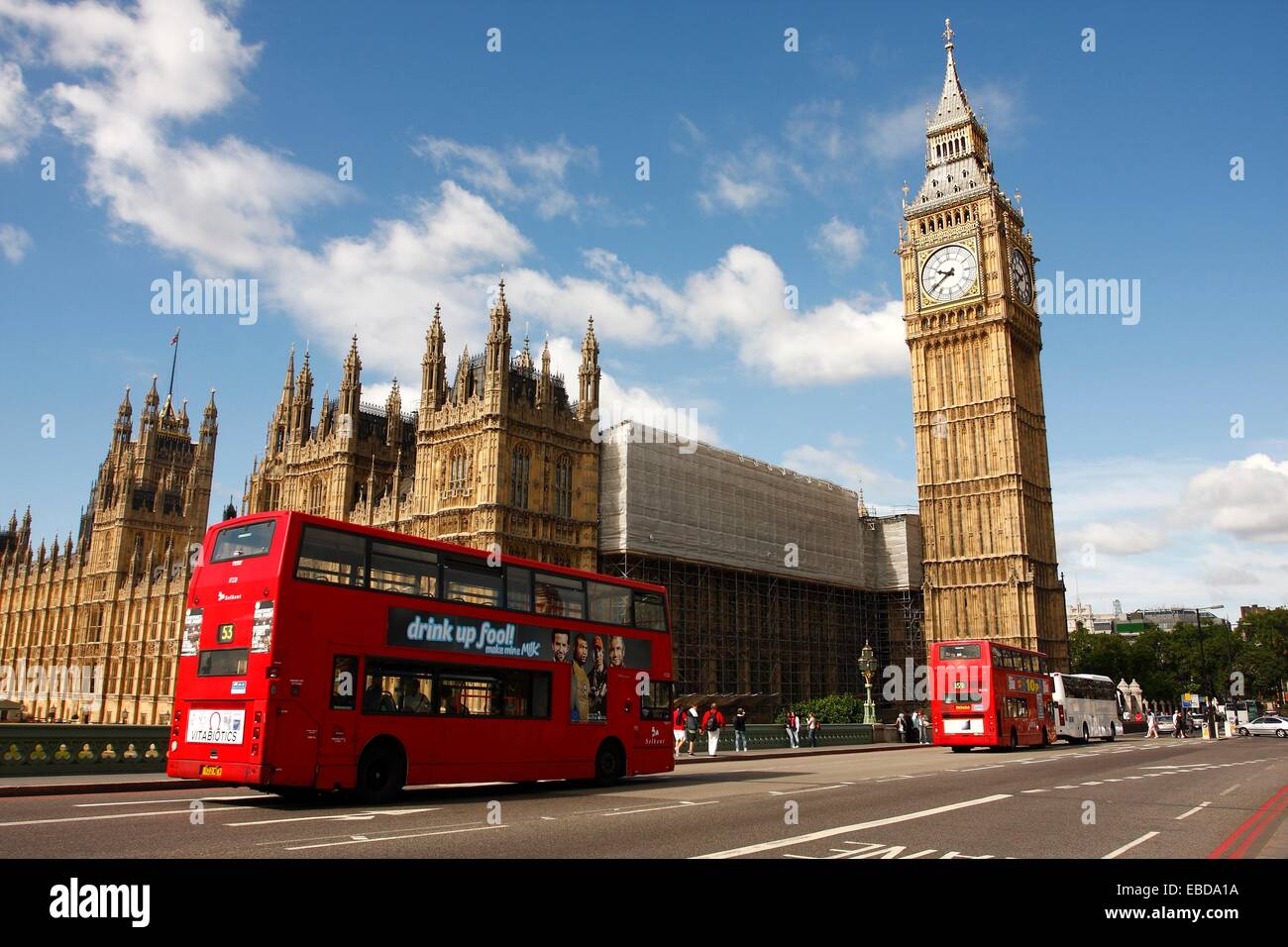Red buses near Big Ben, London, UK Stock Photo - Alamy