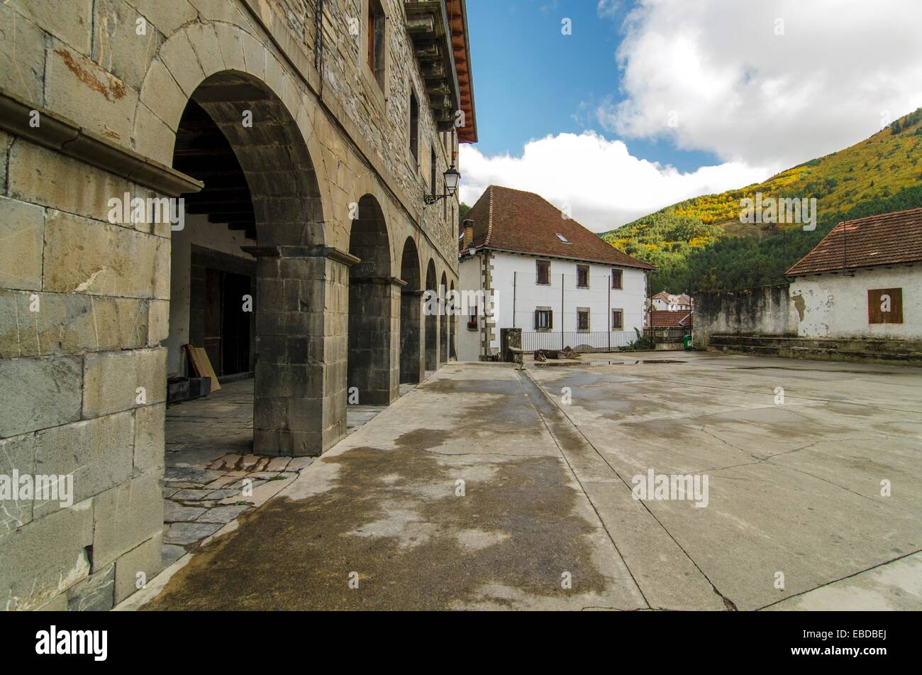 Typical architecture of Isaba town Roncal Valley Navarre Spain Stock ...