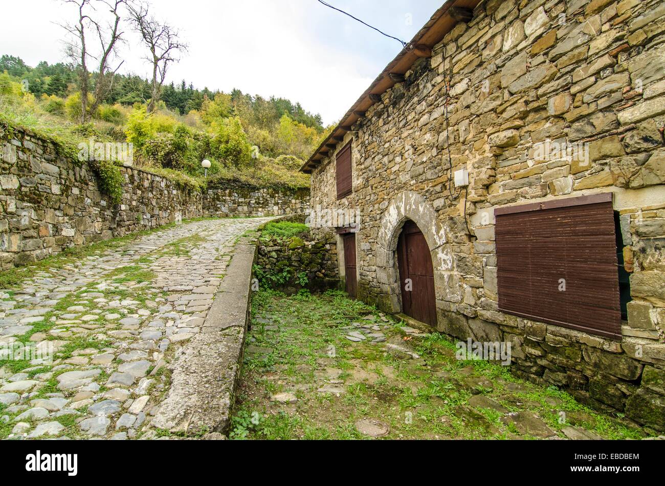 Typical architecture of Isaba town, Roncal Valley, Navarre, Spain Stock ...