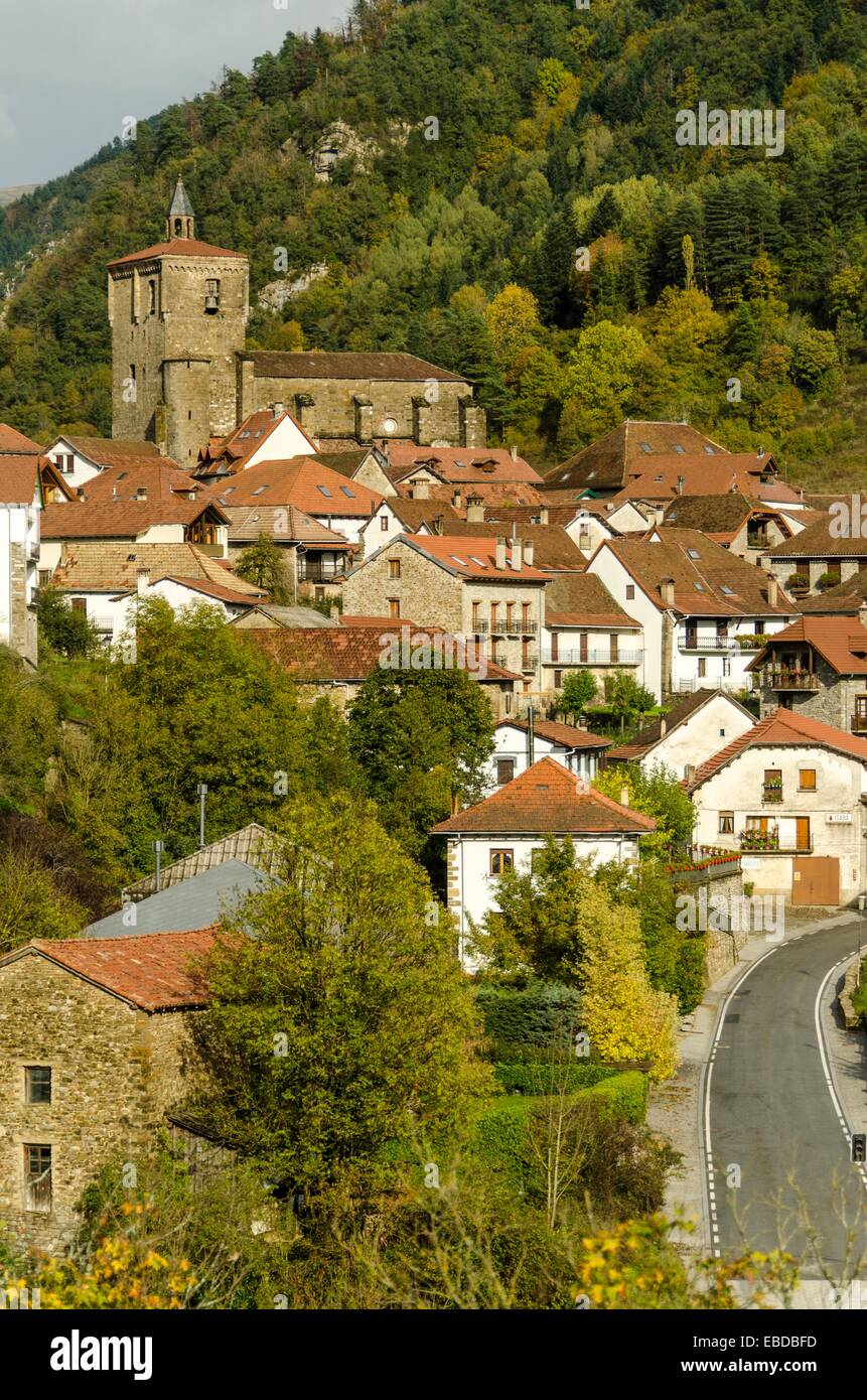 Panoramic views of Isaba town Roncal Valley Navarre Spain Stock Photo ...