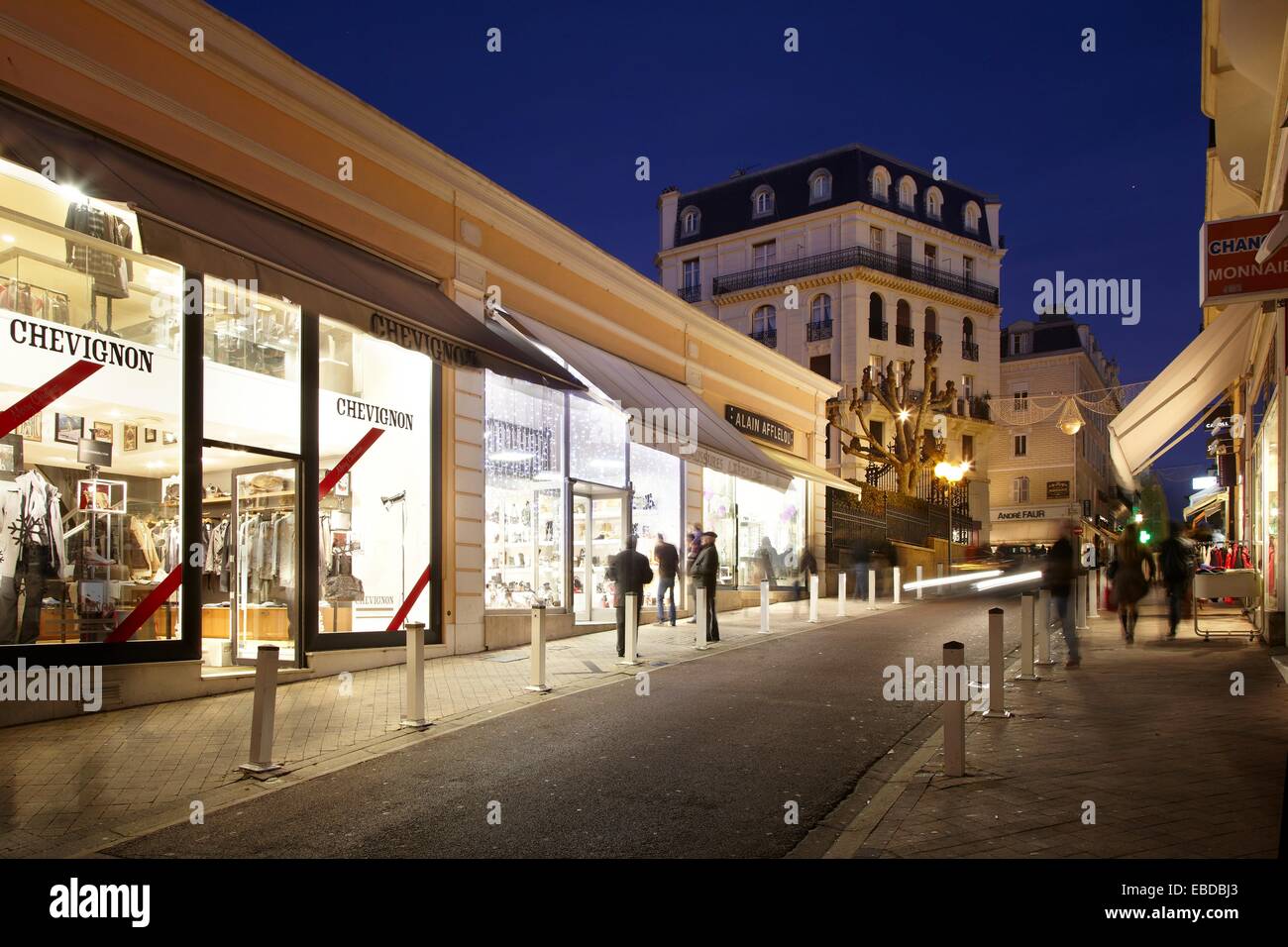 Shops at sunset, shopping area, Biarritz, Pyrenees Atlantiques ...