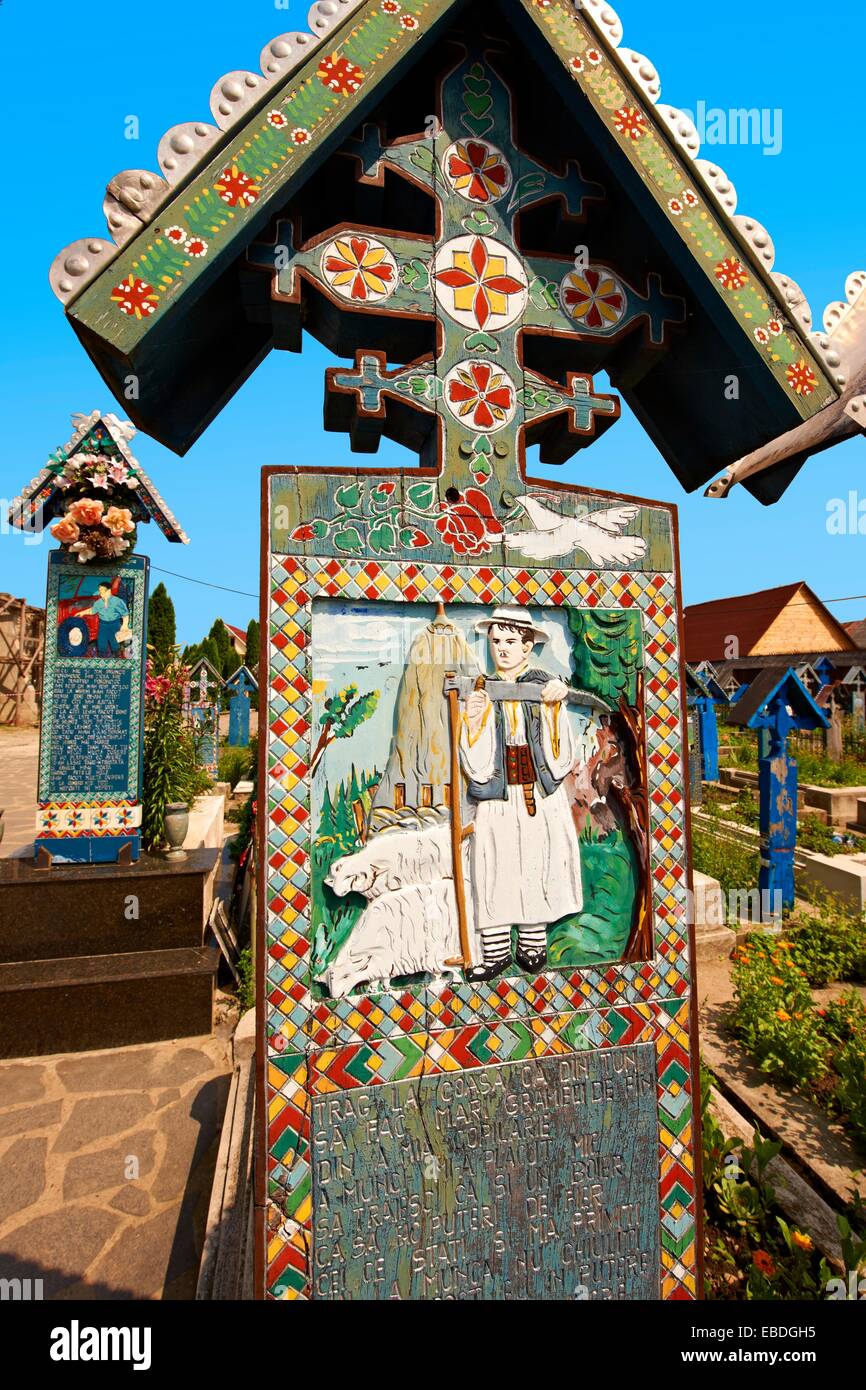 Tombstone of a shepherd , The Merry Cemetery Cimitirul Vesel , Spâna ...