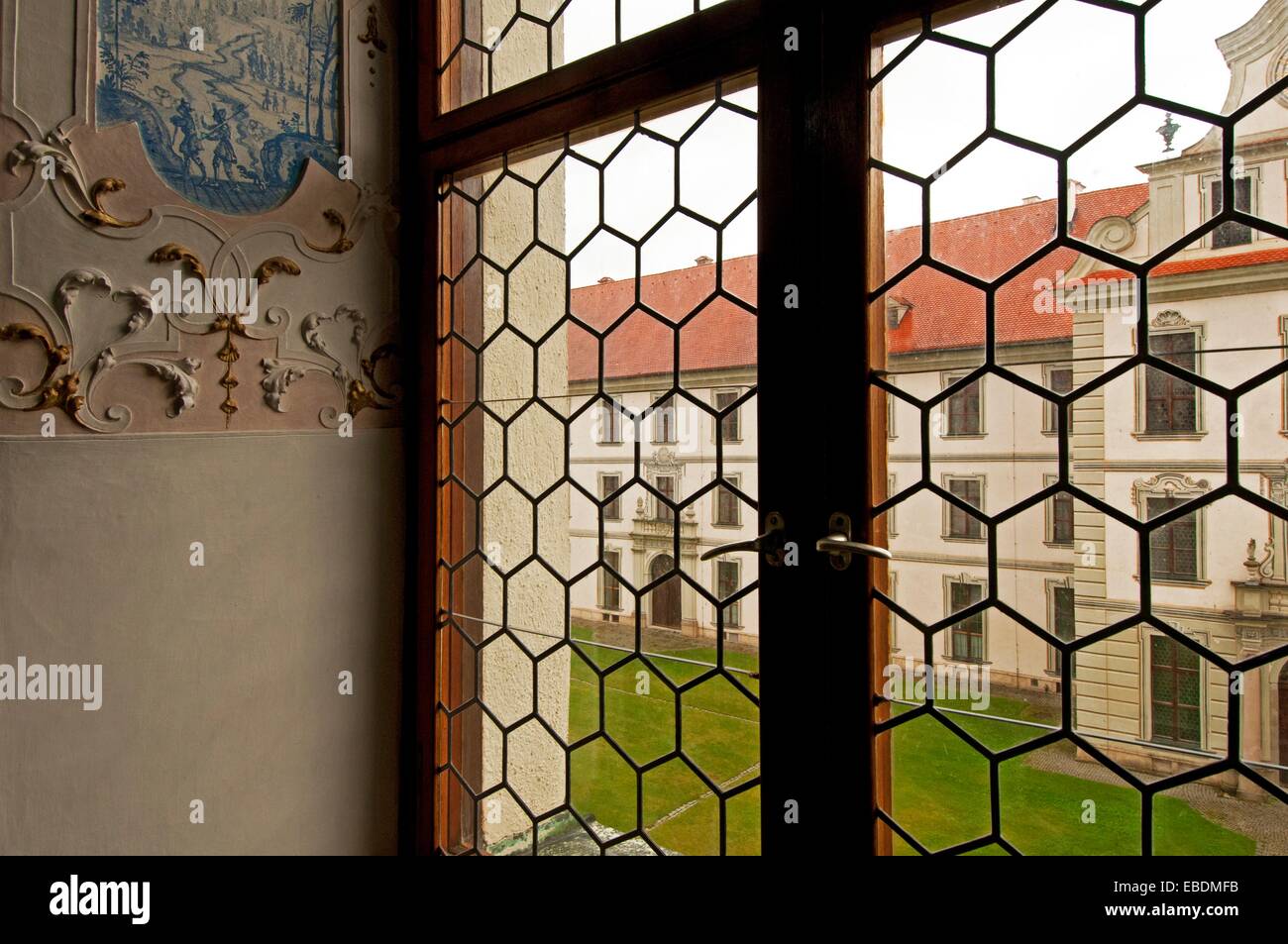 Ottobeuren, Bavaria, Southern Germany, Benedictine monastery courtyard ...