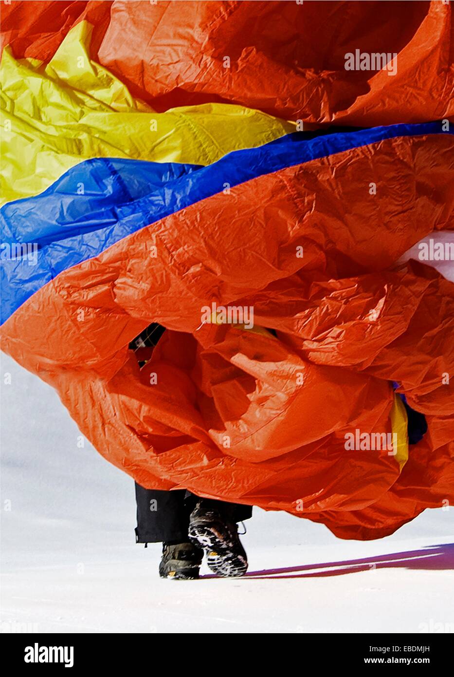 International Balloons Show, Chateau d´Oex, Switzerland, man pulling ...