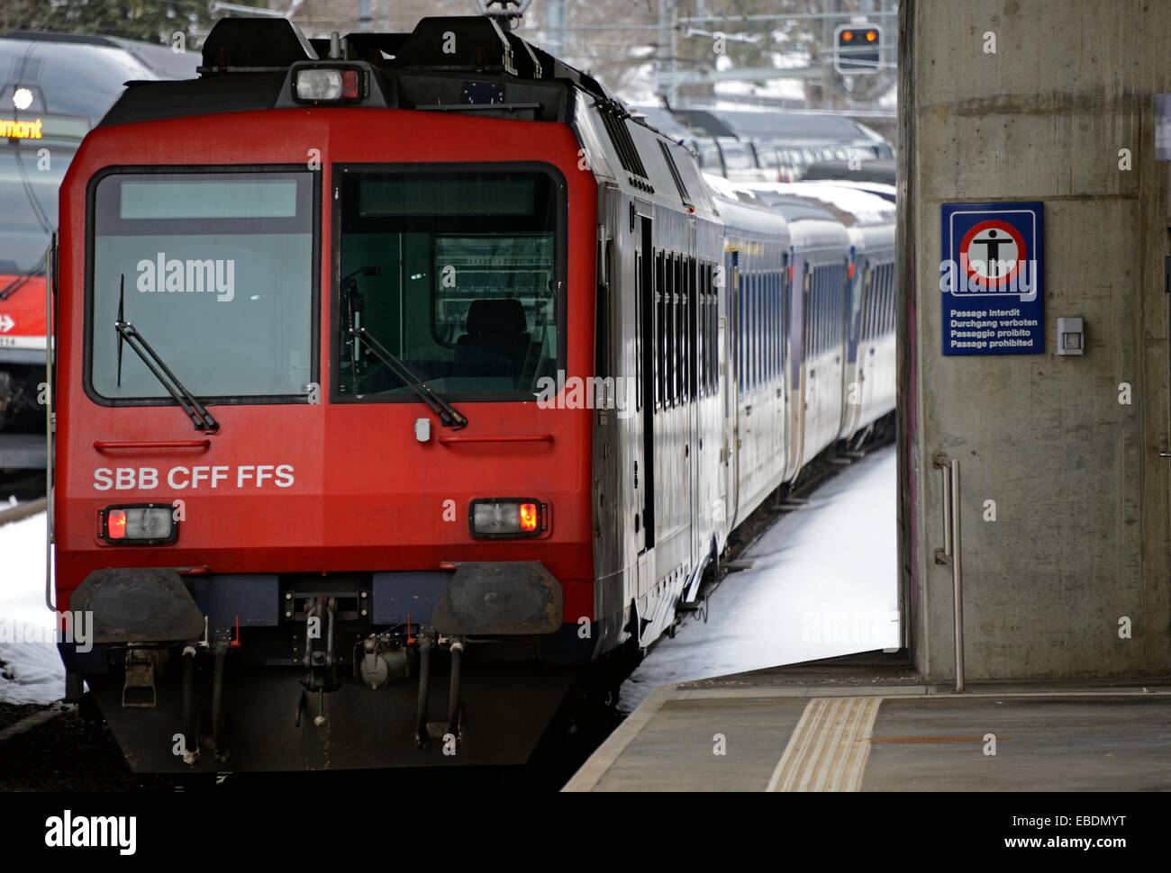train departing from Secheron railway station in Geneva, Switzerland ...